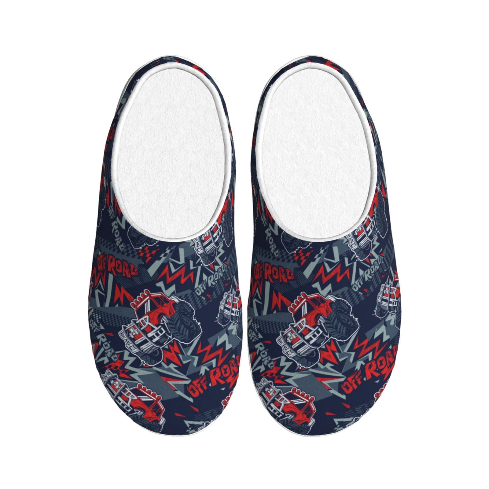 Disketp Cool Red Off-Road Vehicle Women's Men's Slippers Plush Slip-On ...