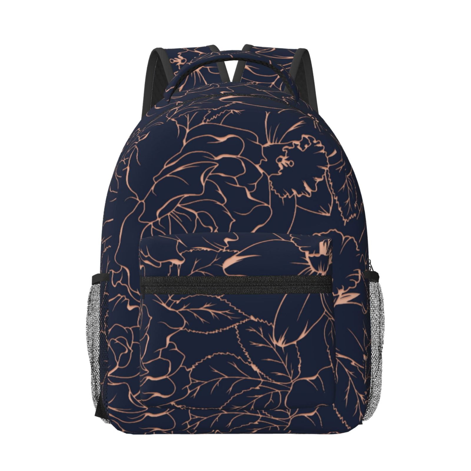 Disketp Copper-Gold Gloss Outline Flower Backpack - Comfortable Daypack ...