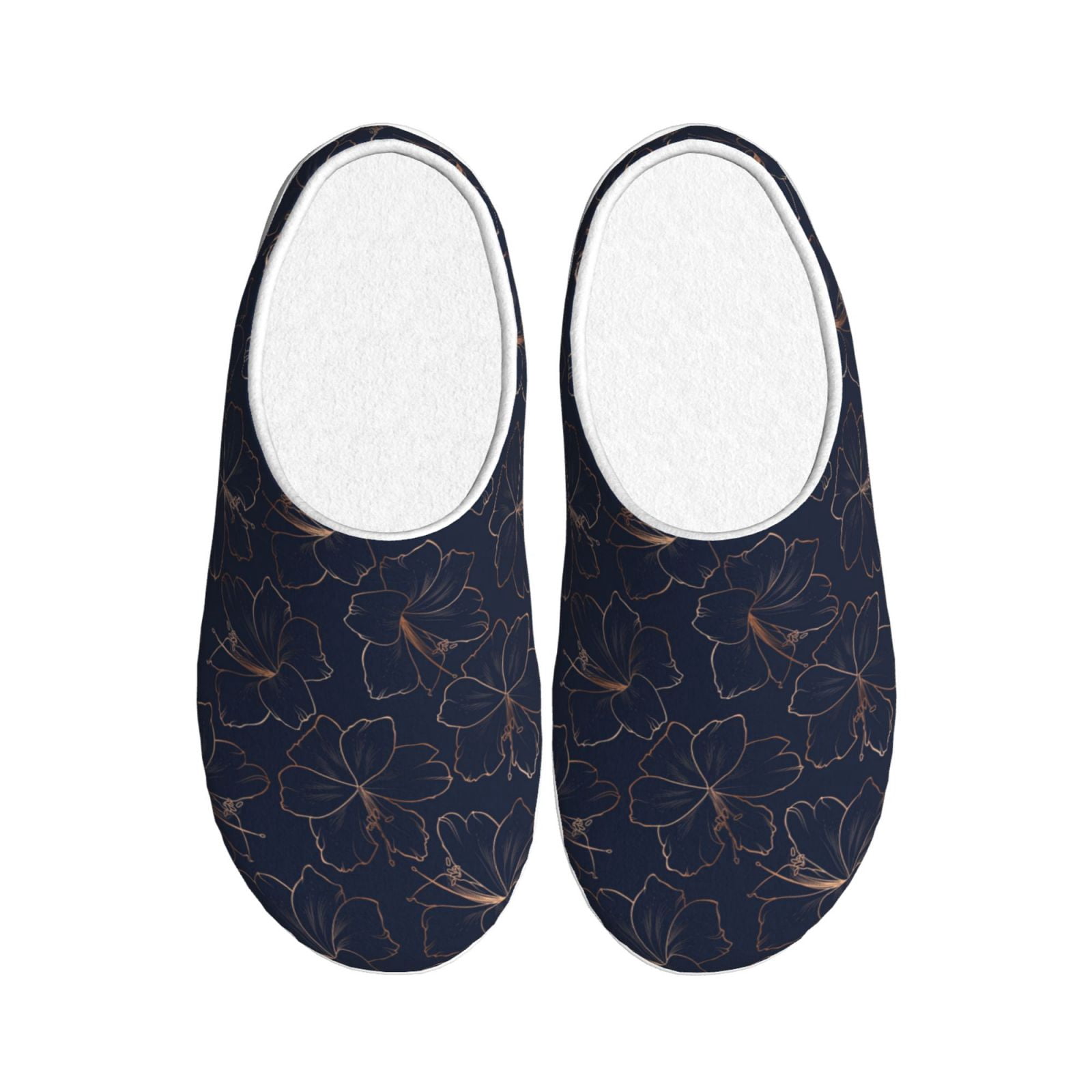 Disketp Copper-Gold Gloss Outline Lily Flower Women's Men's Slippers ...