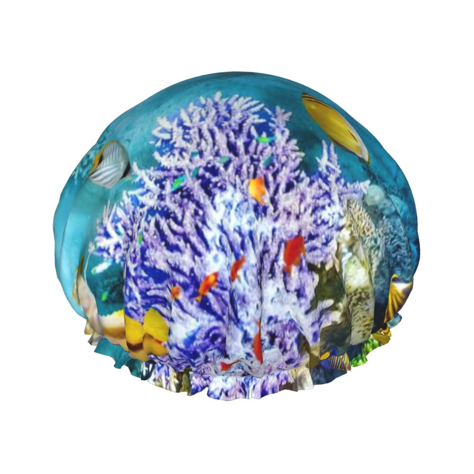 Disketp Corals And Tropical Fish Shower Caps,Reusable Shower Cap For ...