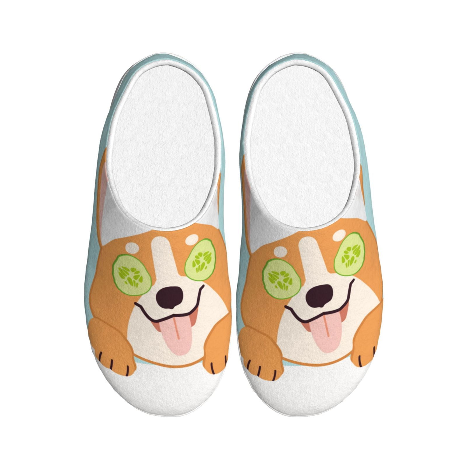 Disketp Corgi With Towel Ans Slice Cucumber Women's Men's Slippers ...