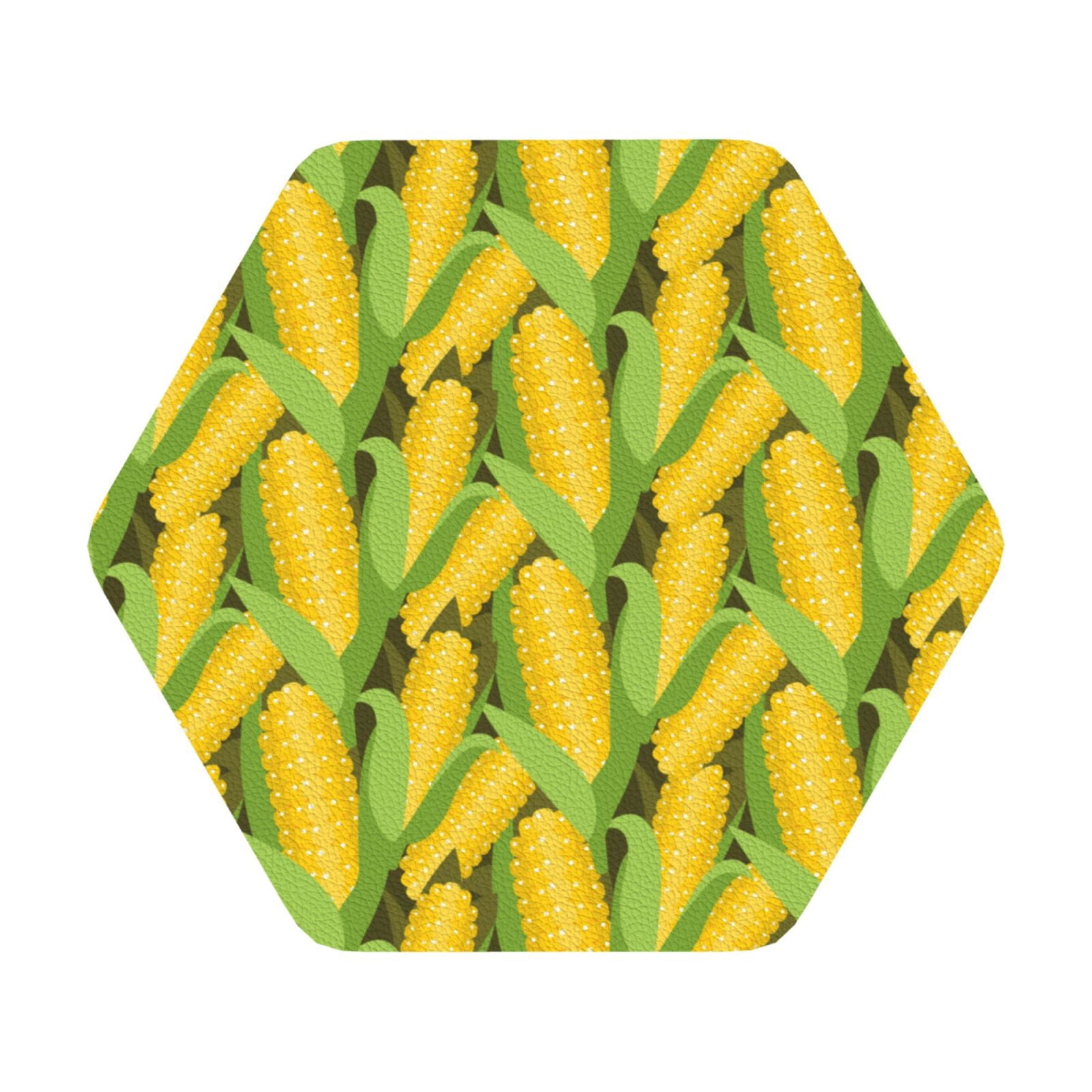 Disketp Corn 1 Funny Coasters,6 Pcs Leather Coasters with Holder ...
