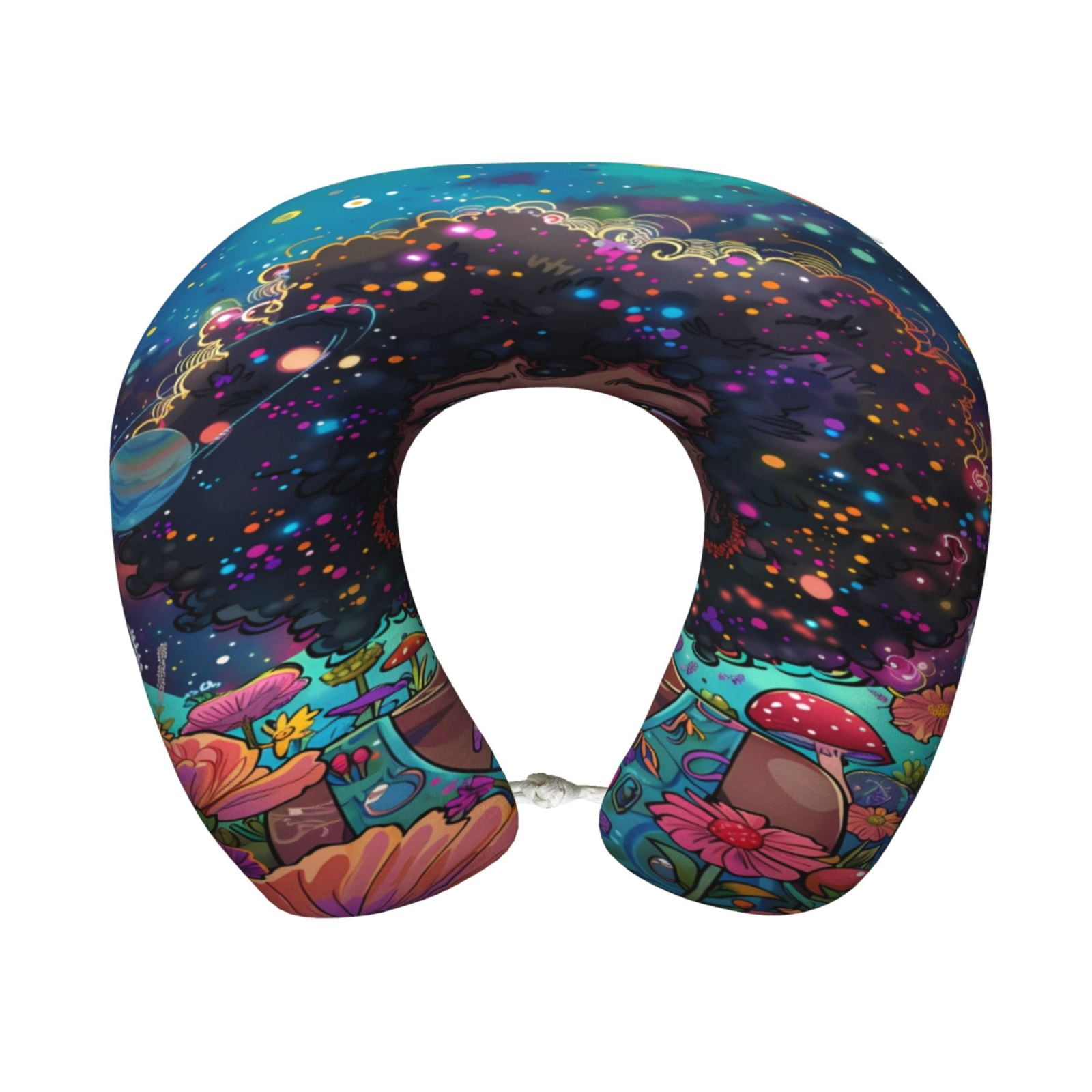 Disketp Cosmic Garden Woman Portrait Travel Pillow Memory Foam Neck ...