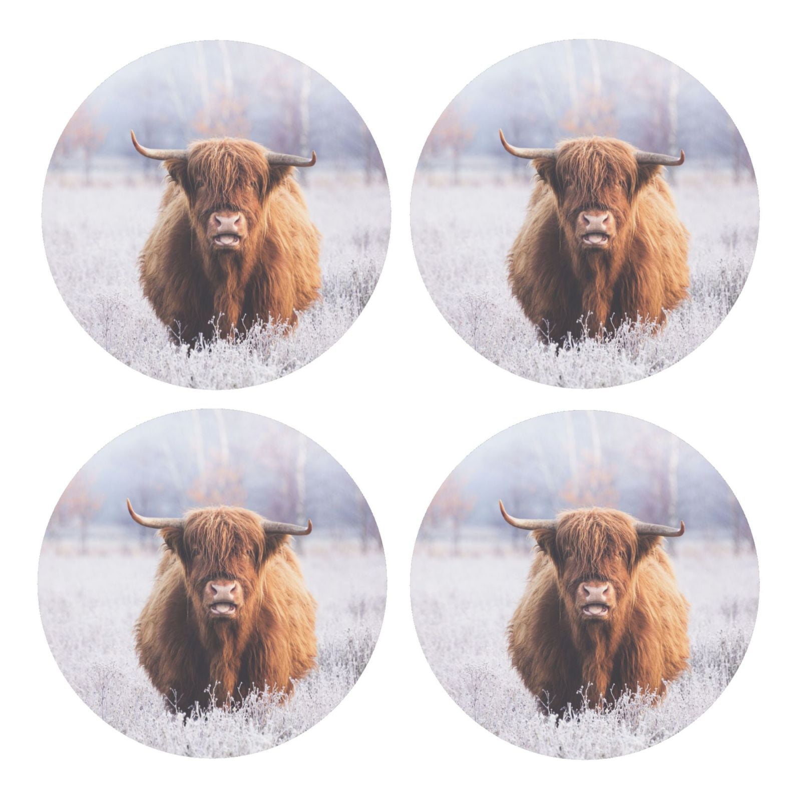 Disketp Cow MDF Cork Coaster 4 Pcs - Absorbent Beverage Coasters for ...
