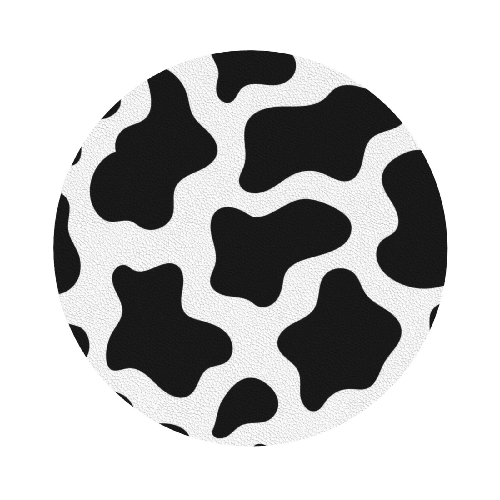 Disketp Cow Print Black White Funny Coasters,4 Pcs Leather Coasters ...