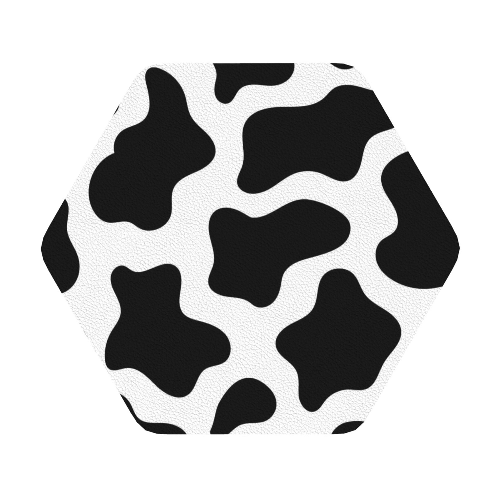 Disketp Cow Print Black White Funny Coasters,4 Pcs Leather Coasters ...