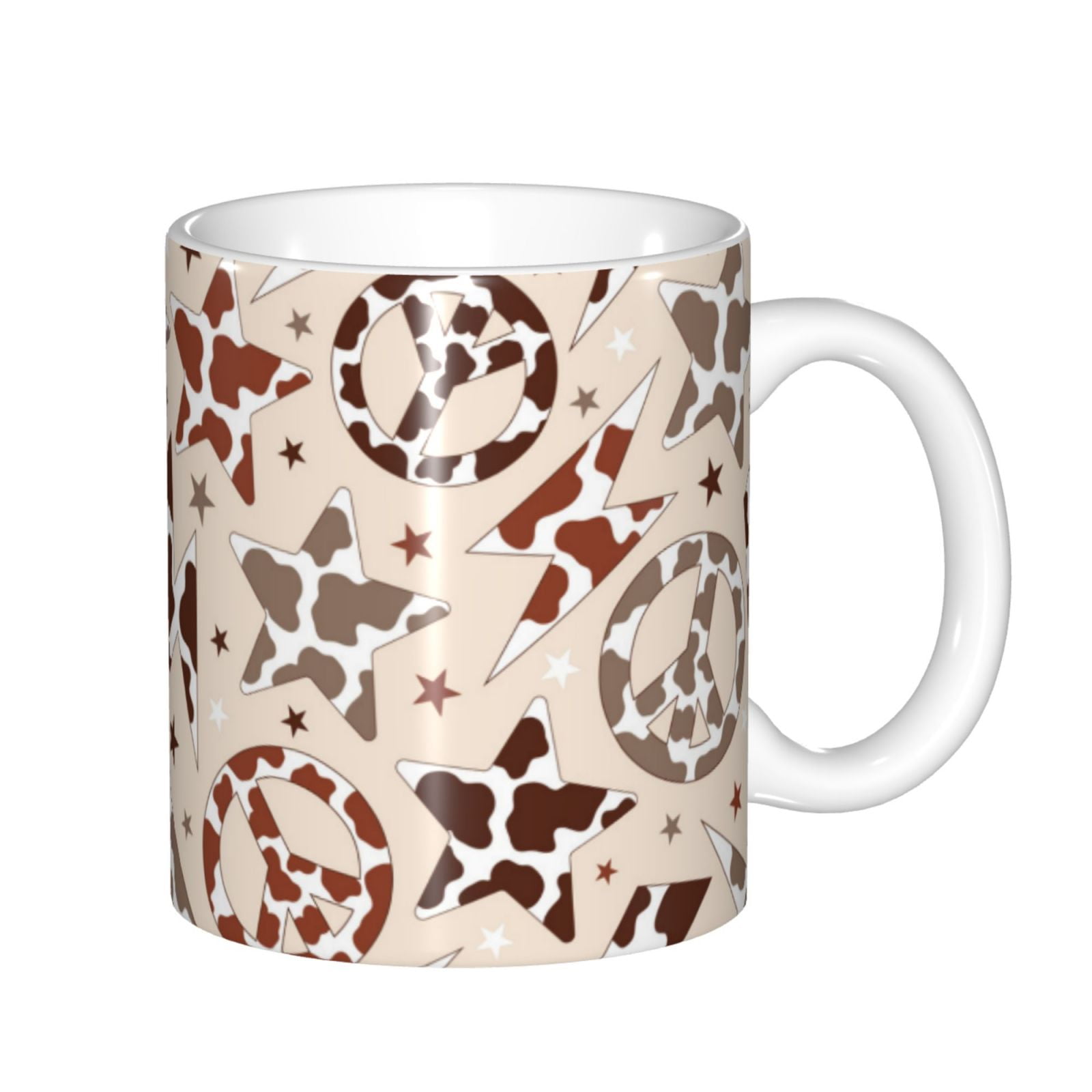 Disketp Cow Spots And Peace Large Coffee Mug with Handle Tea Cup ...