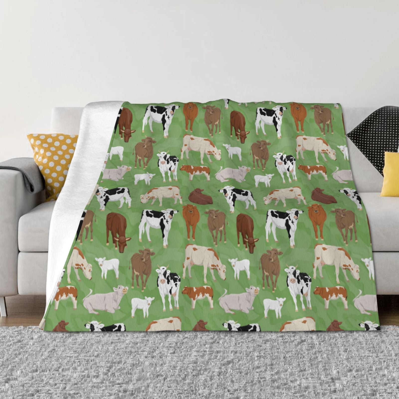 Disketp Cows And Calves Flannel Blankets - Thick and Warm Blanket for ...