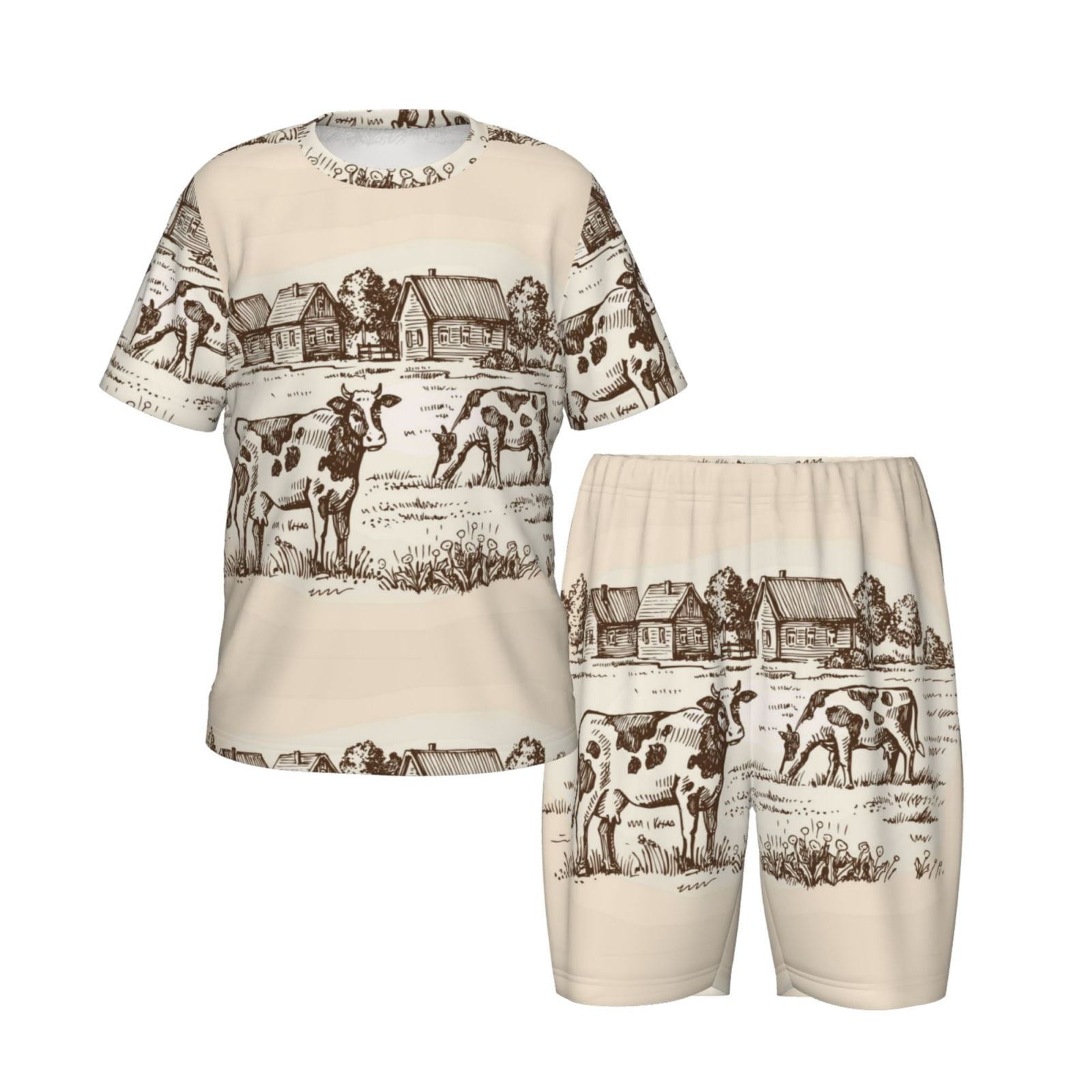 Disketp Cows On The Farm for Kids Short Sleeve Pajamas Kids Summer Pjs ...