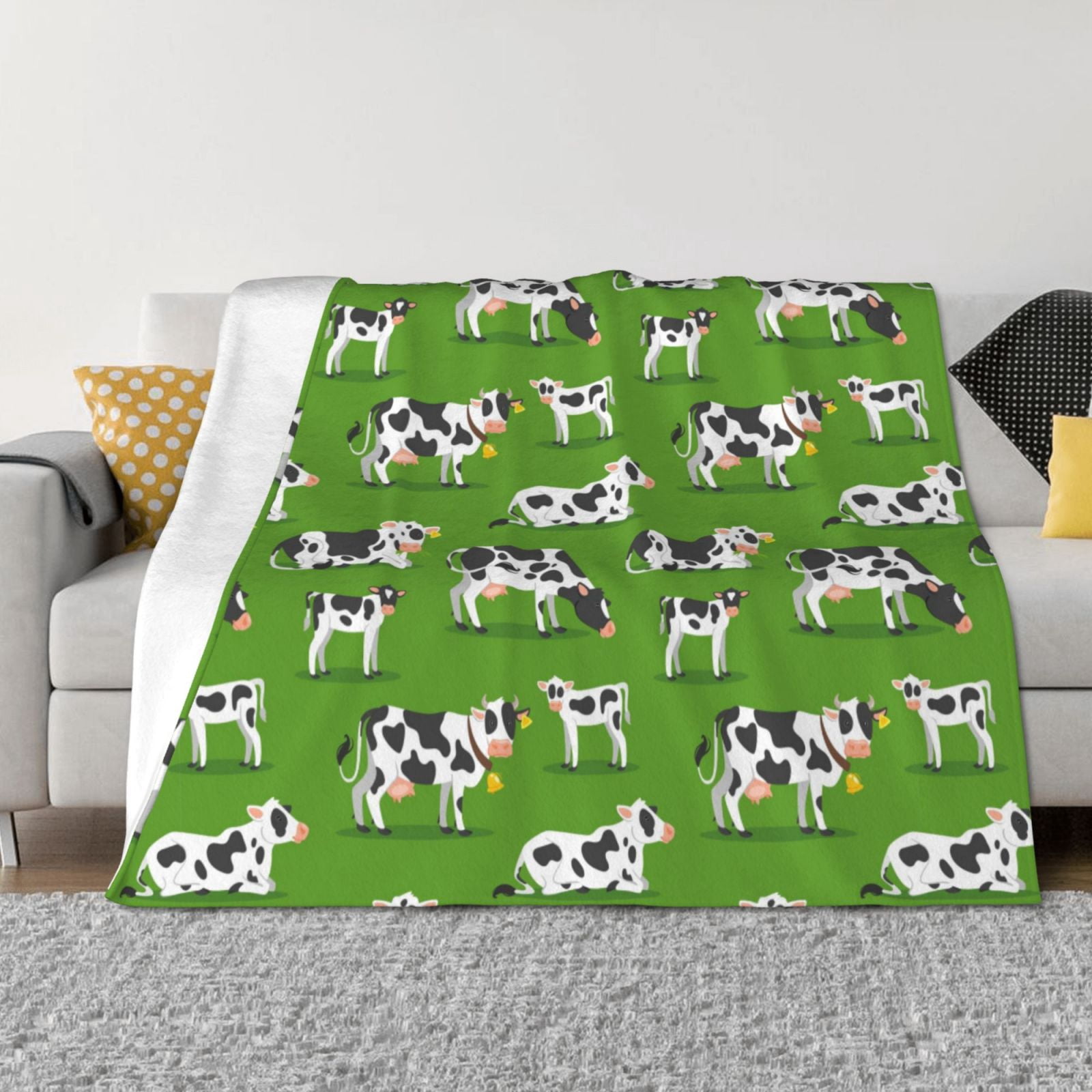 Disketp Cows With Calfs Green Flannel Blankets - Thick and Warm Blanket ...