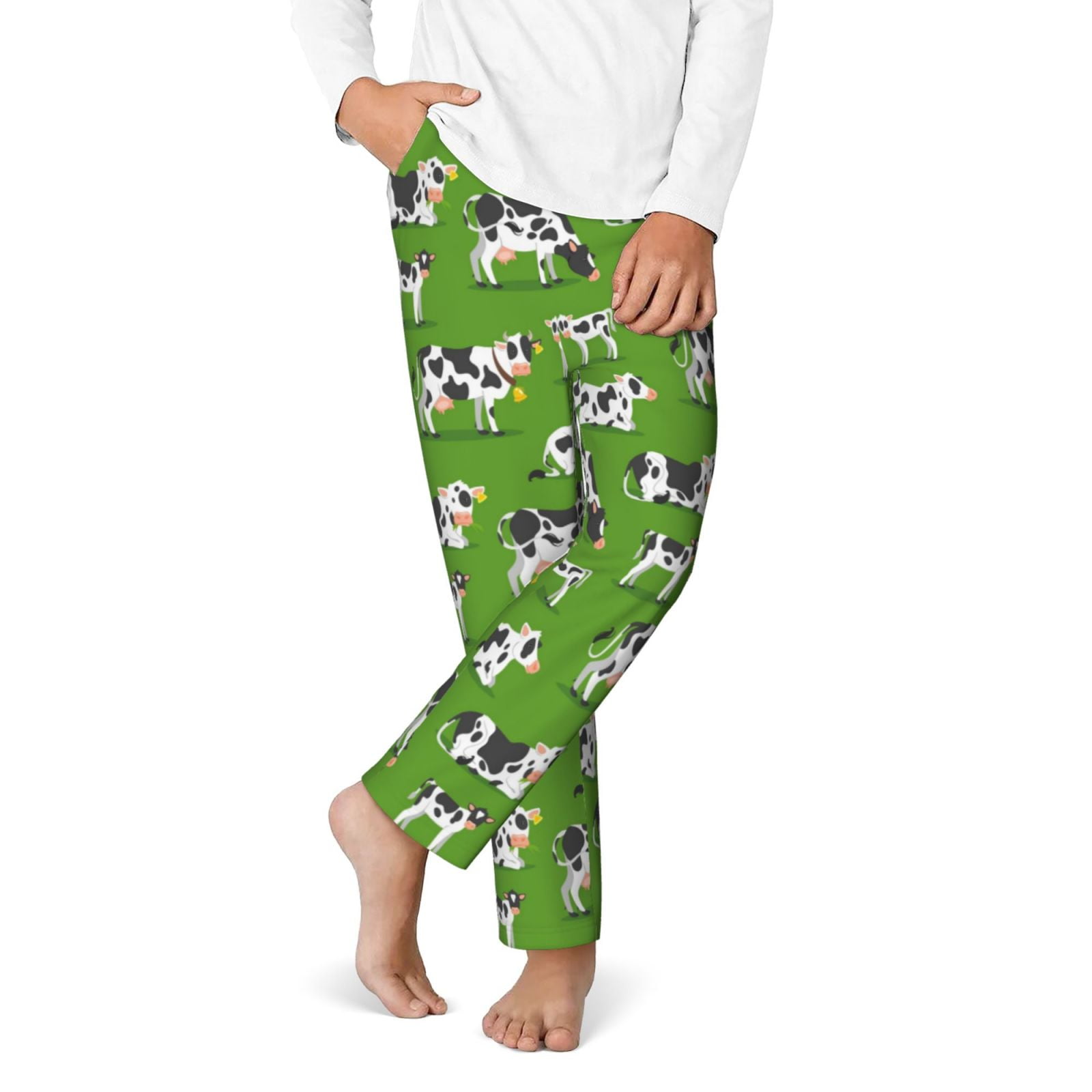 Disketp Cows With Calfs Green for Teenagers' Pajama Pants ,Lounge Pants ...