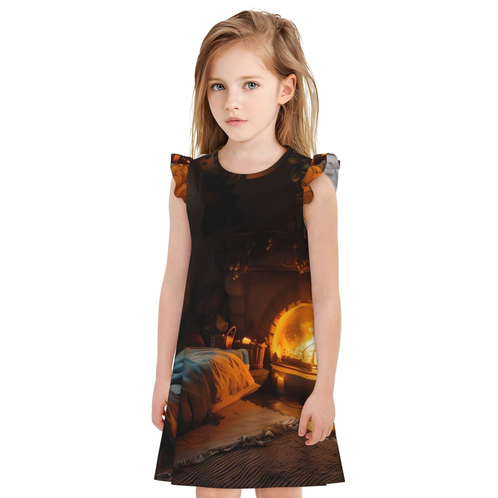 Disketp Cozy Tree Hole Cabin Girls Nightgowns 3-10 Years Flutter Short ...