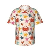 Disketp Crabs And Seastars Hawaiian Shirts for Men,Mens Casual Short ...