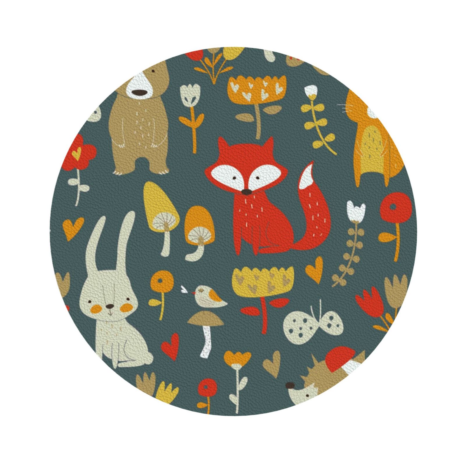Disketp Cute Animal Forest Funny Coasters,4 Pcs Leather Coasters With ...