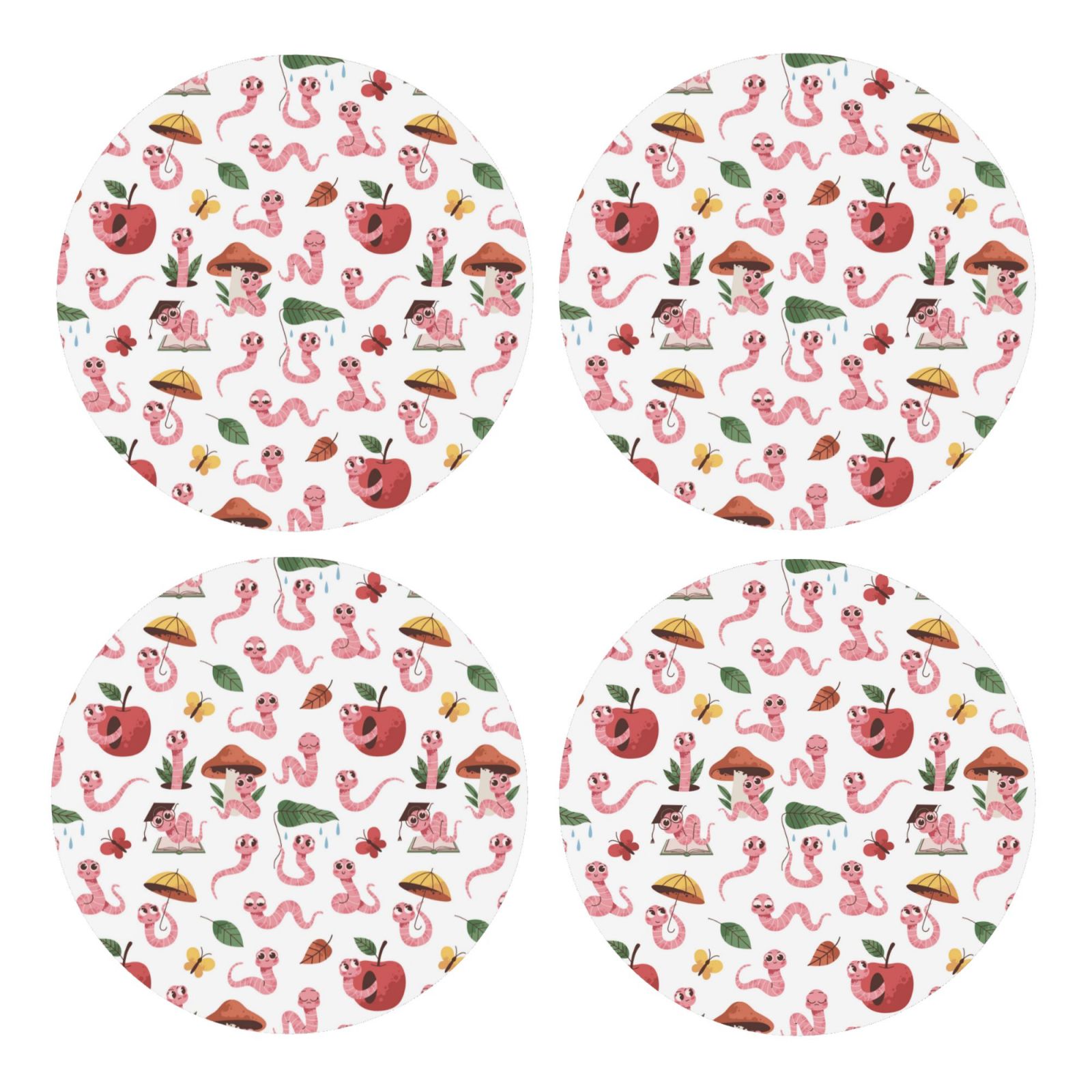 Disketp Cute Animal MDF Cork Coaster 4 Pcs - Absorbent Beverage ...