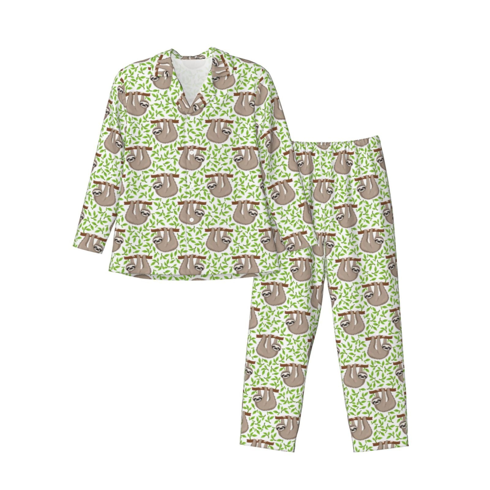 Disketp Cute Animal Sloth On A Branch for Pajamas Set Long Sleeve ...