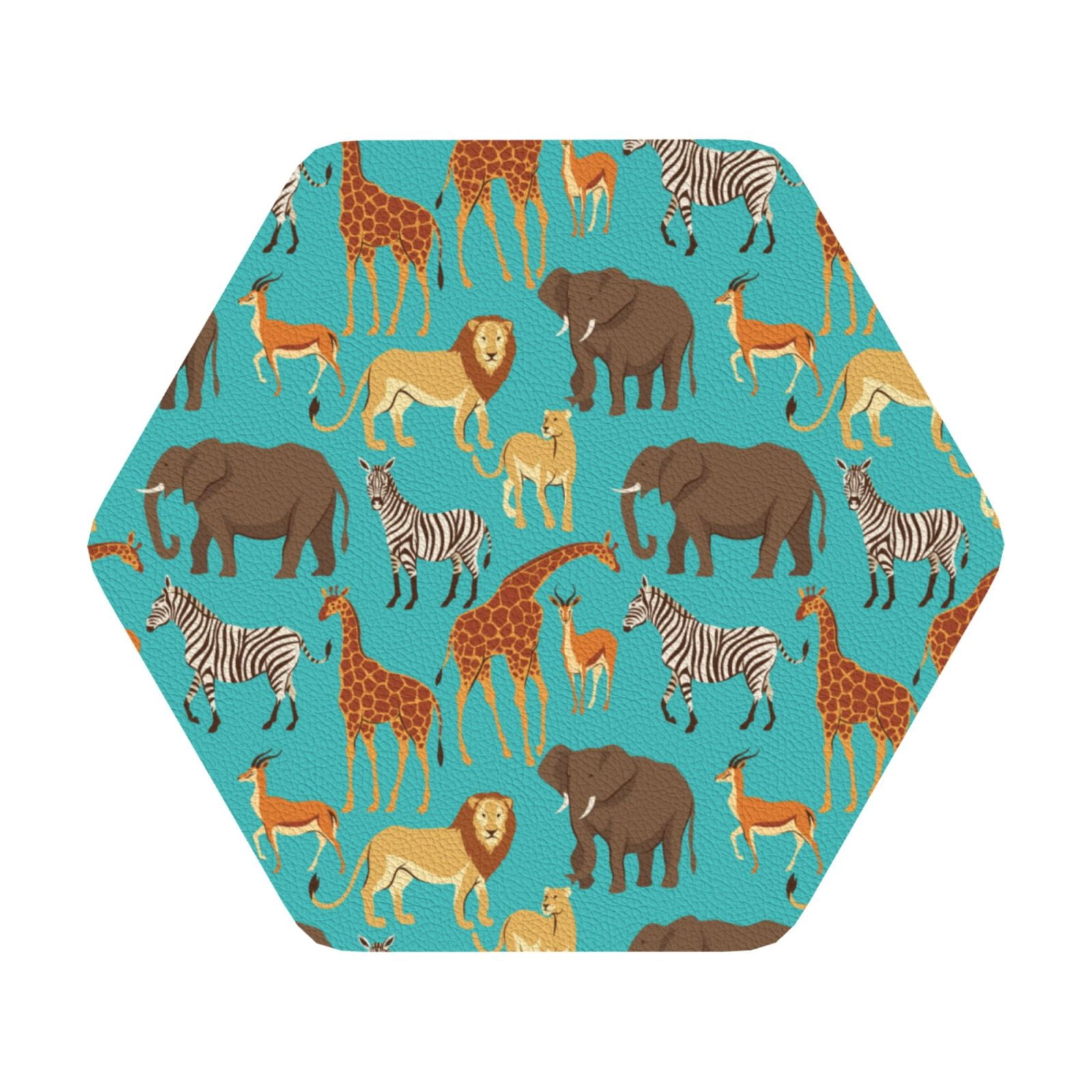 Disketp Cute Animals Funny Coasters,6 Pcs Leather Coasters with Holder ...