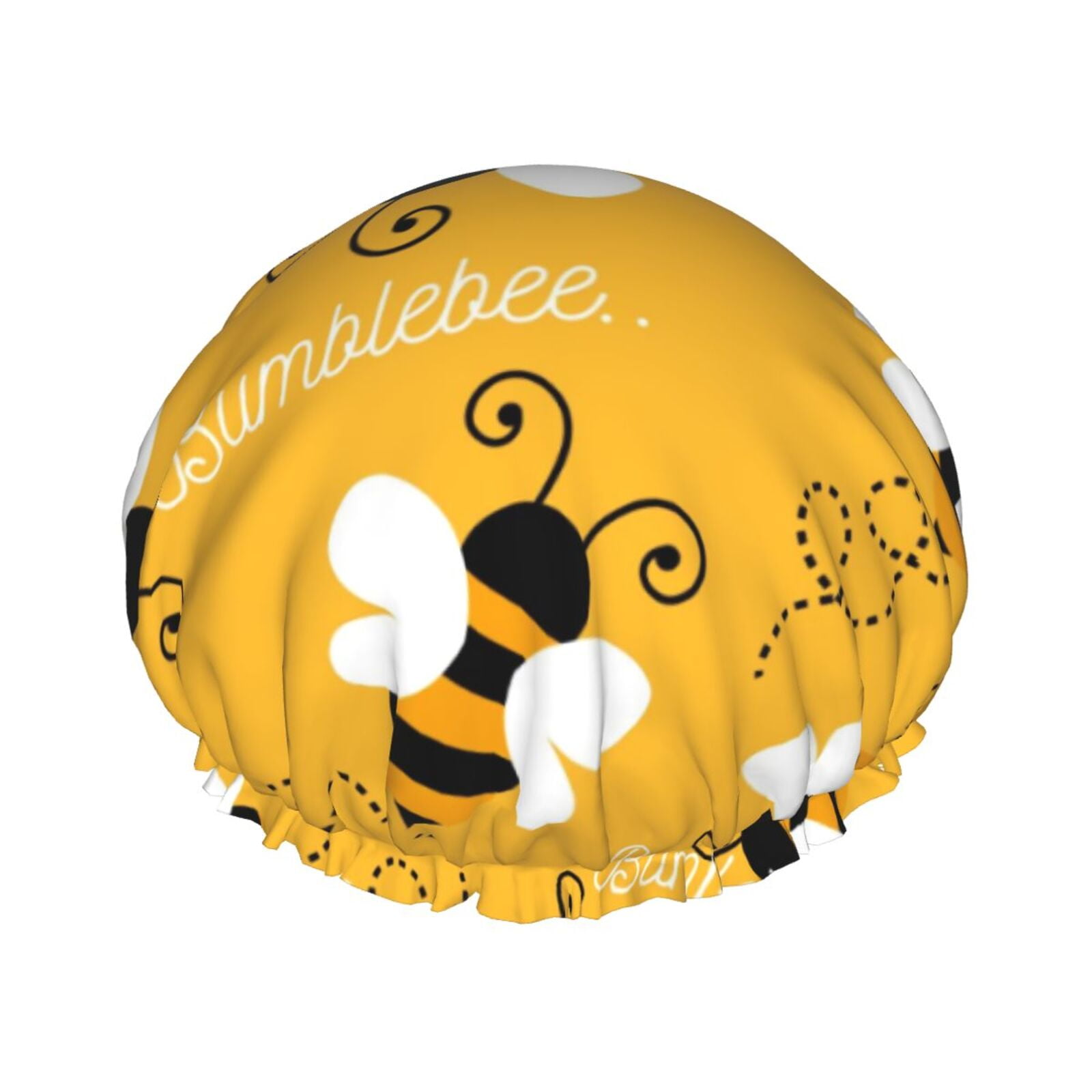 Disketp Cute Bee Butterfly Yelllow Shower Caps,Reusable Shower Cap For ...