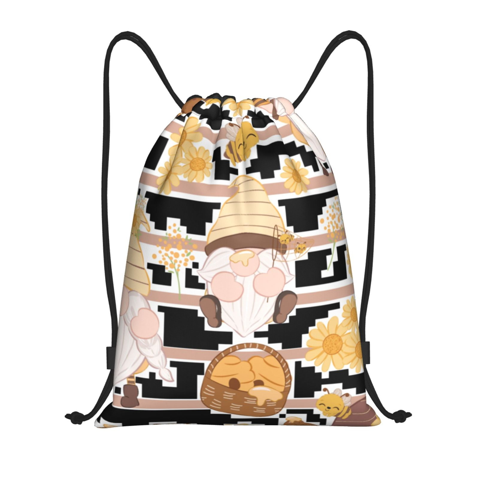 Disketp Cute Bee Gnome Drawstring Backpack Drawstring Gym Bags Draw ...