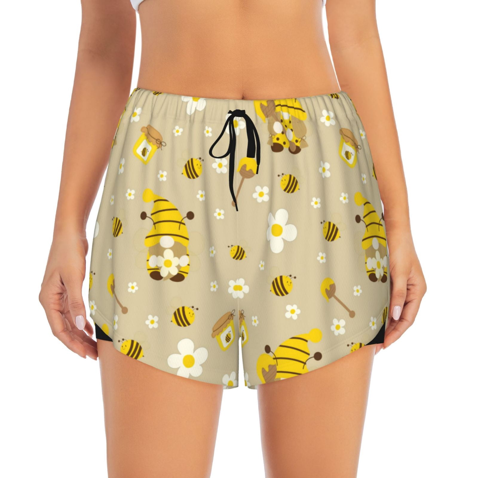 Disketp Cute Bee Gnomes Print Women's Shorts Workout Shorts for ...