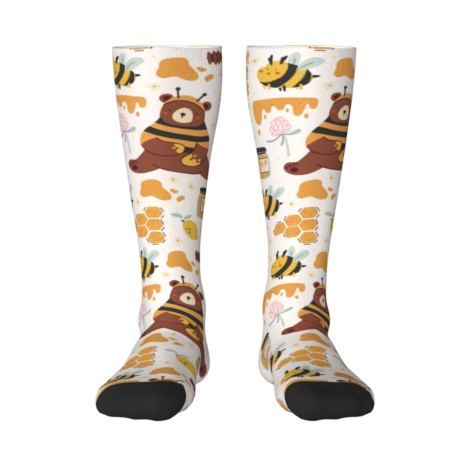 Disketp Cute Bee Honey Jar Hive Bear Print Unisex Contrast Color ...