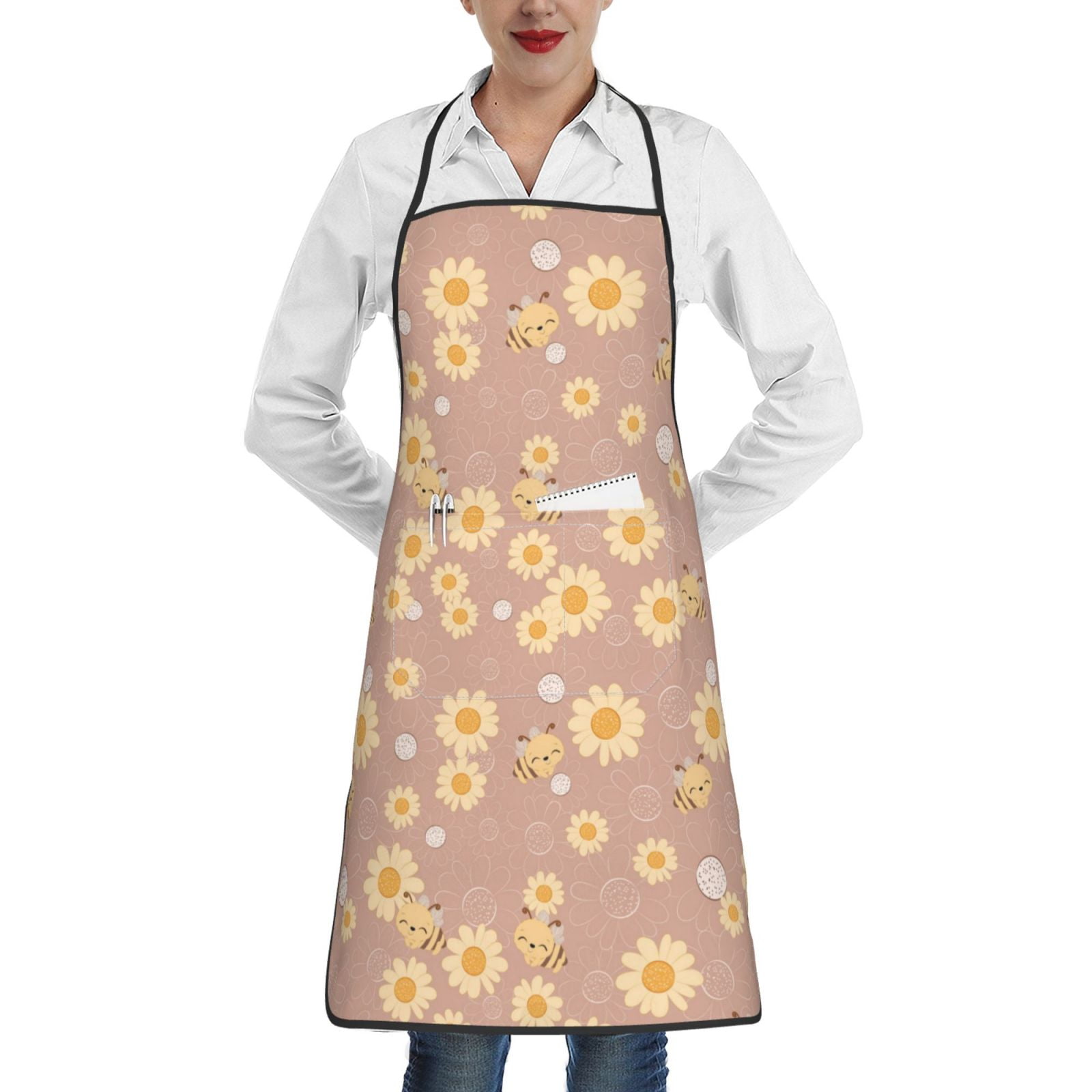 Disketp Cute Bee Kitchen Apron with adjustable Aprons for Women with ...