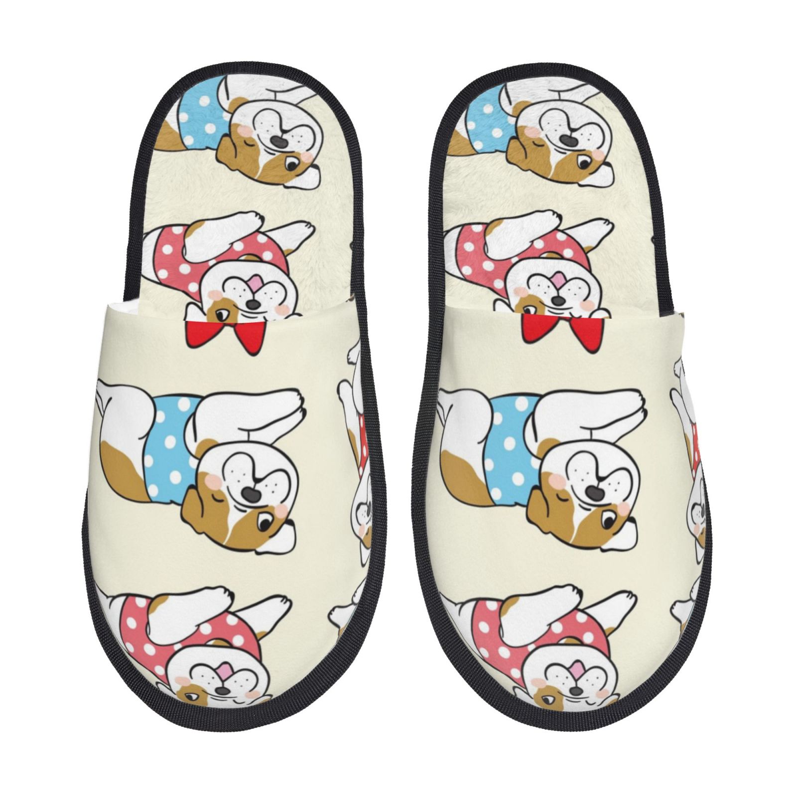 Disketp Cute Bull Dog Fuzzy House Memory Foam Slippers, Furry Fur Lined ...