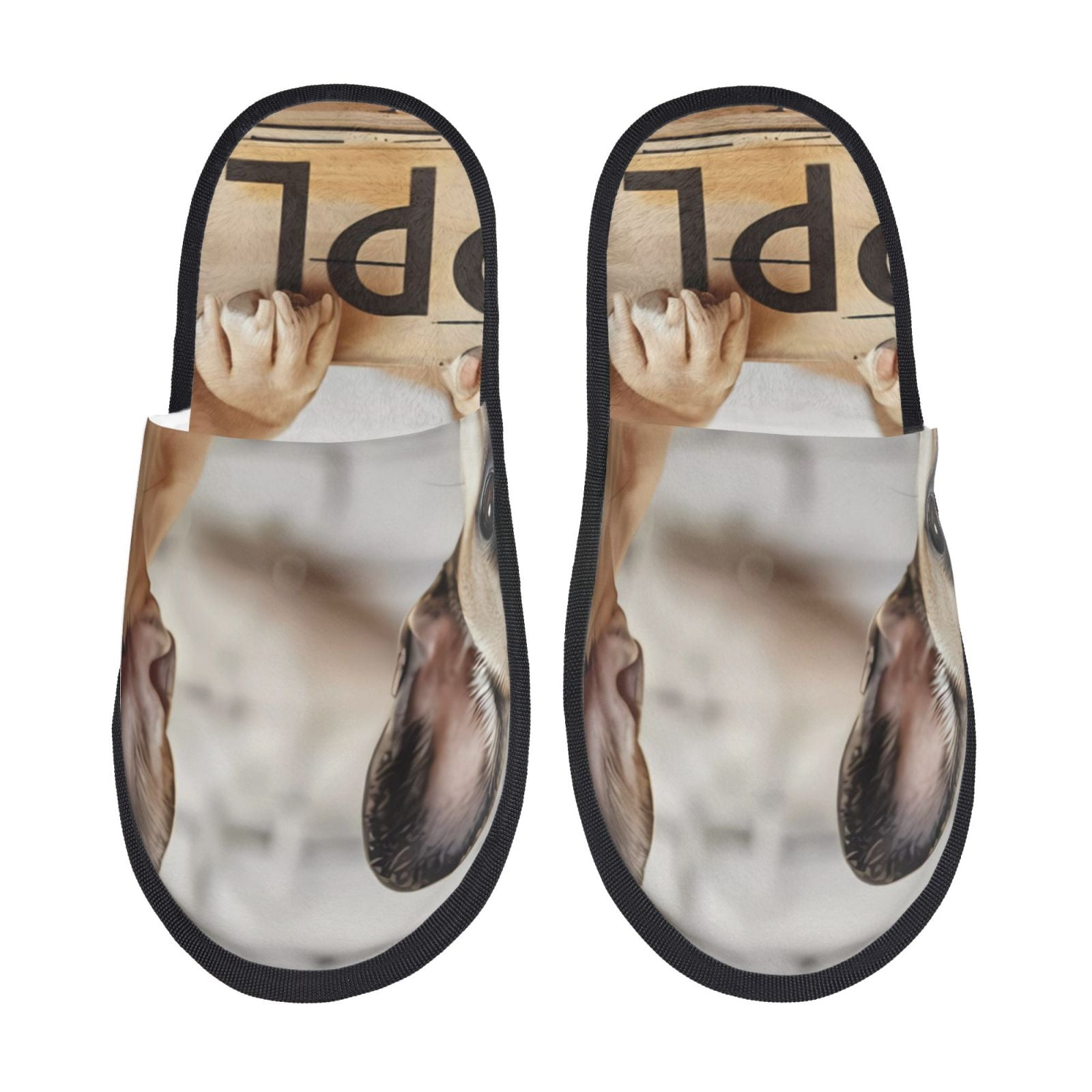 Disketp Cute Bulldogs Apply Fuzzy House Memory Foam Slippers, Furry Fur ...