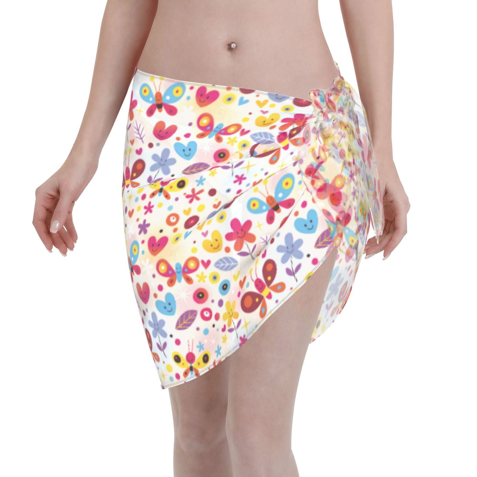 Disketp Cute Butterfly Flowers Women Swimsuit Cover Up Short Chiffon ...