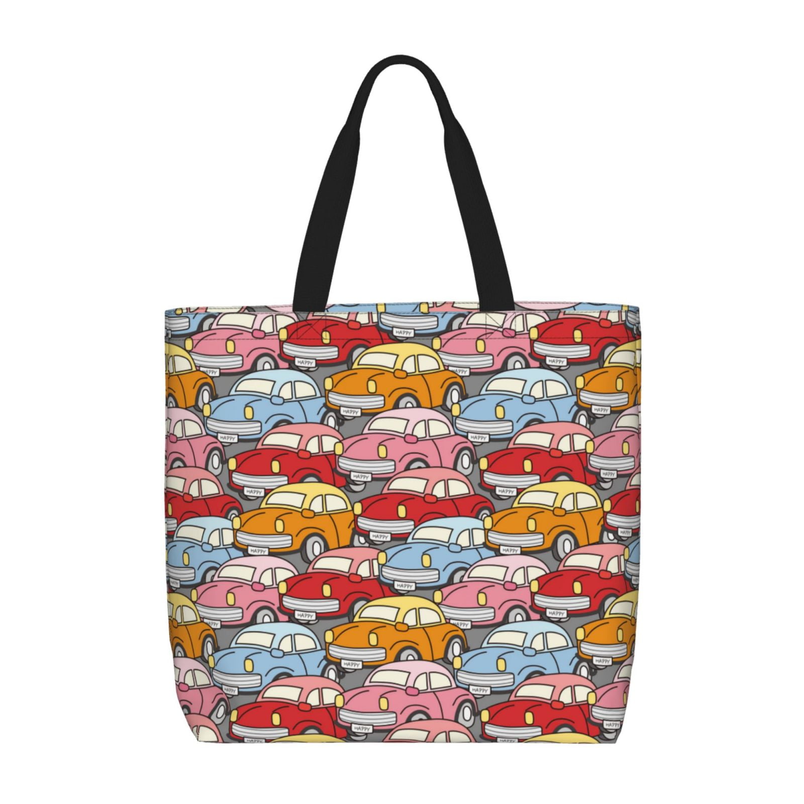 Disketp Cute Cars Canvas Tote Bag,Women Shoulder Bag Crossbody Handbag ...