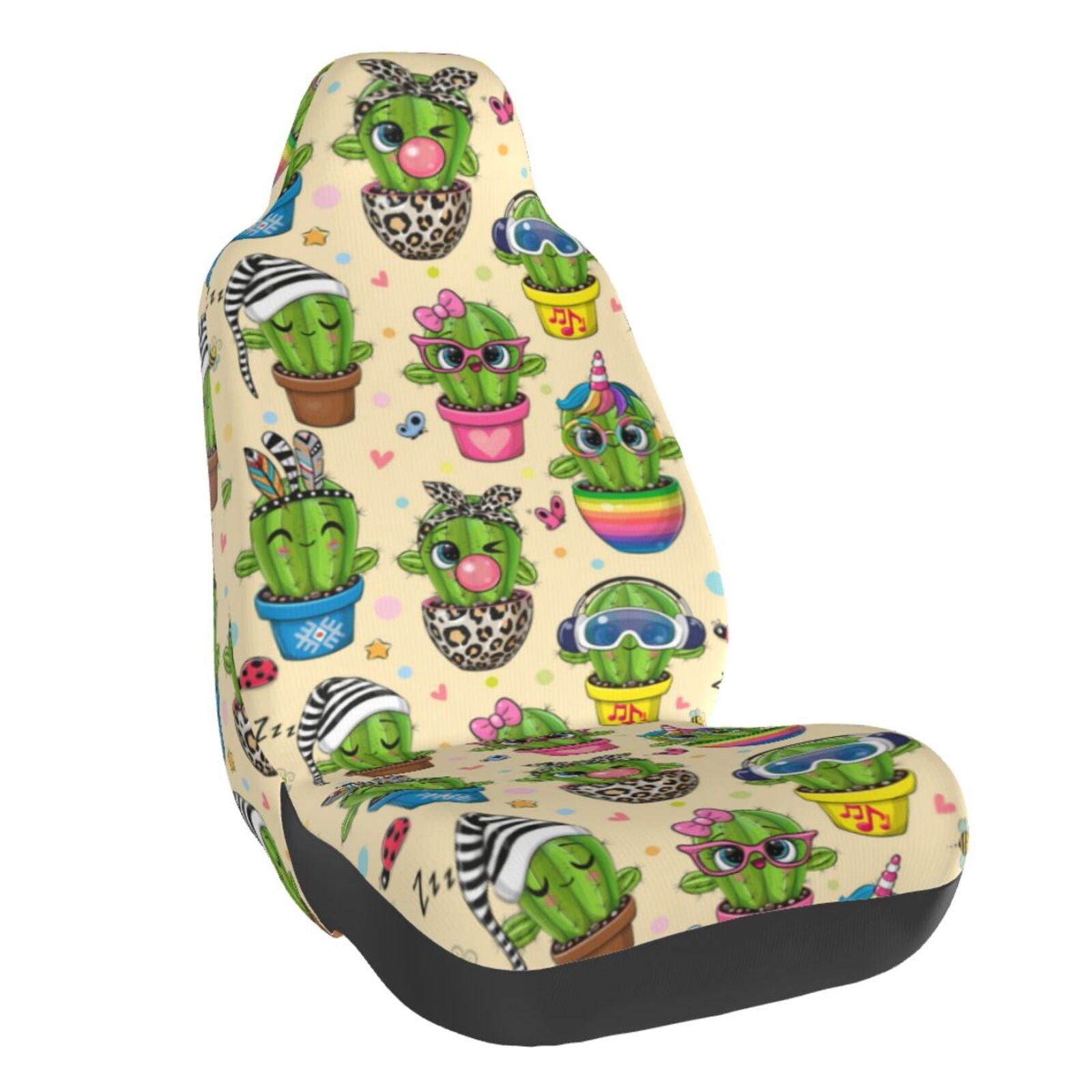 Disketp Cute Cartoon Cactus Car Seat Covers Universal Front Seat Coves ...
