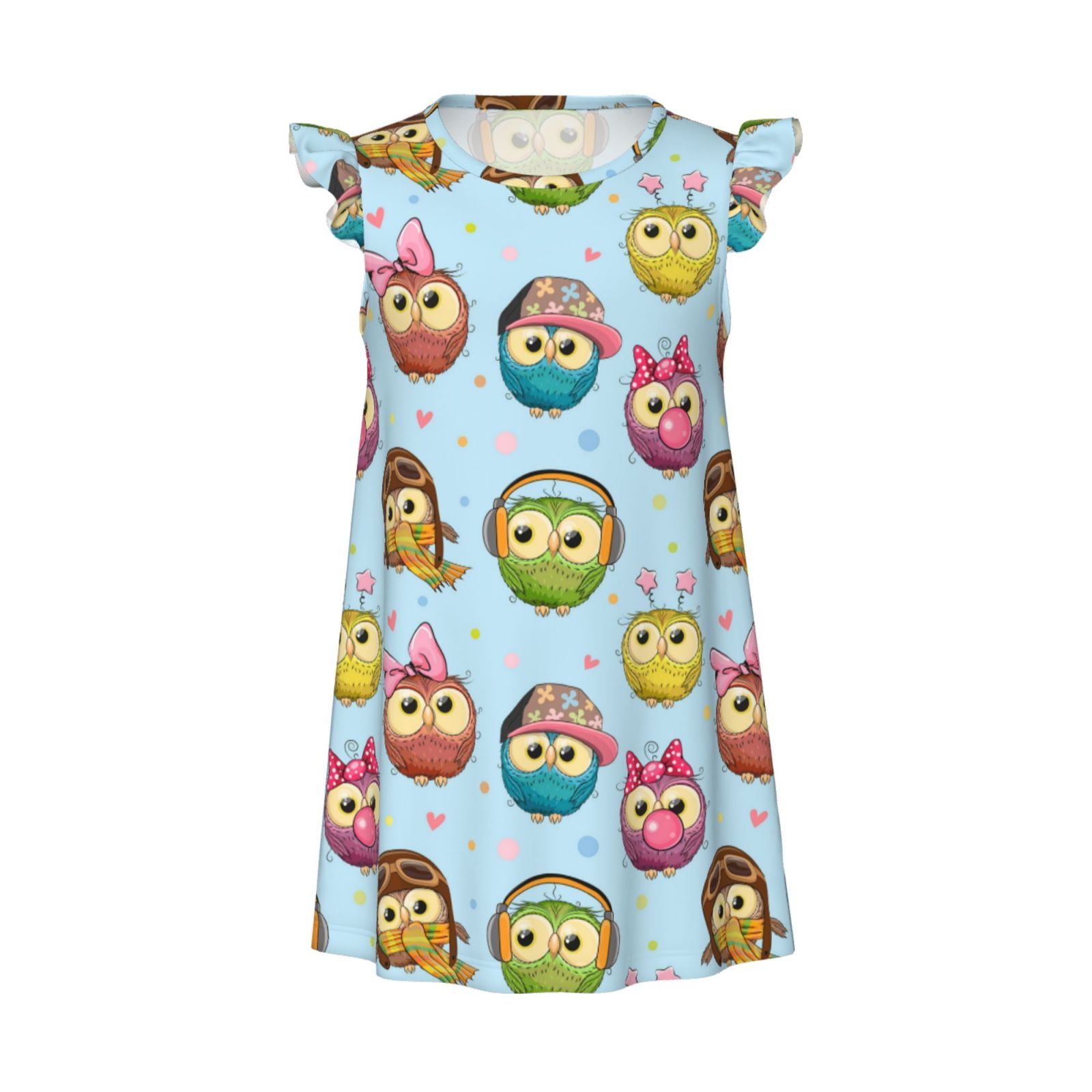 Disketp Cute Cartoon Owls 3 Print Girls Nightgowns 3-10 Years Flutter ...