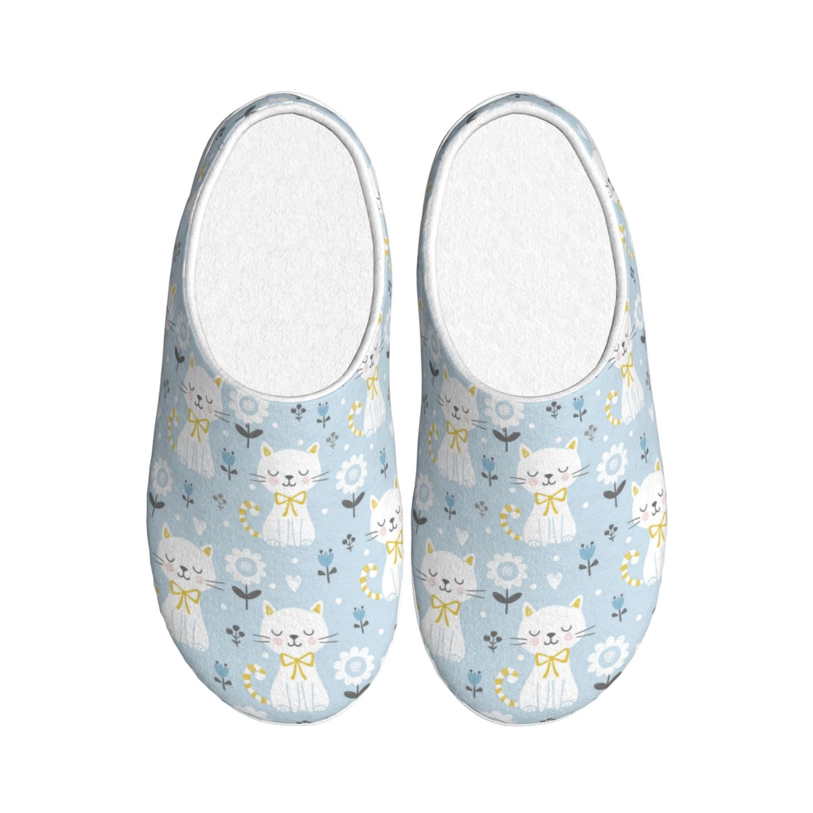 Disketp Cute Cat Women's Men's Slippers Plush Slip-On House Slipper for ...