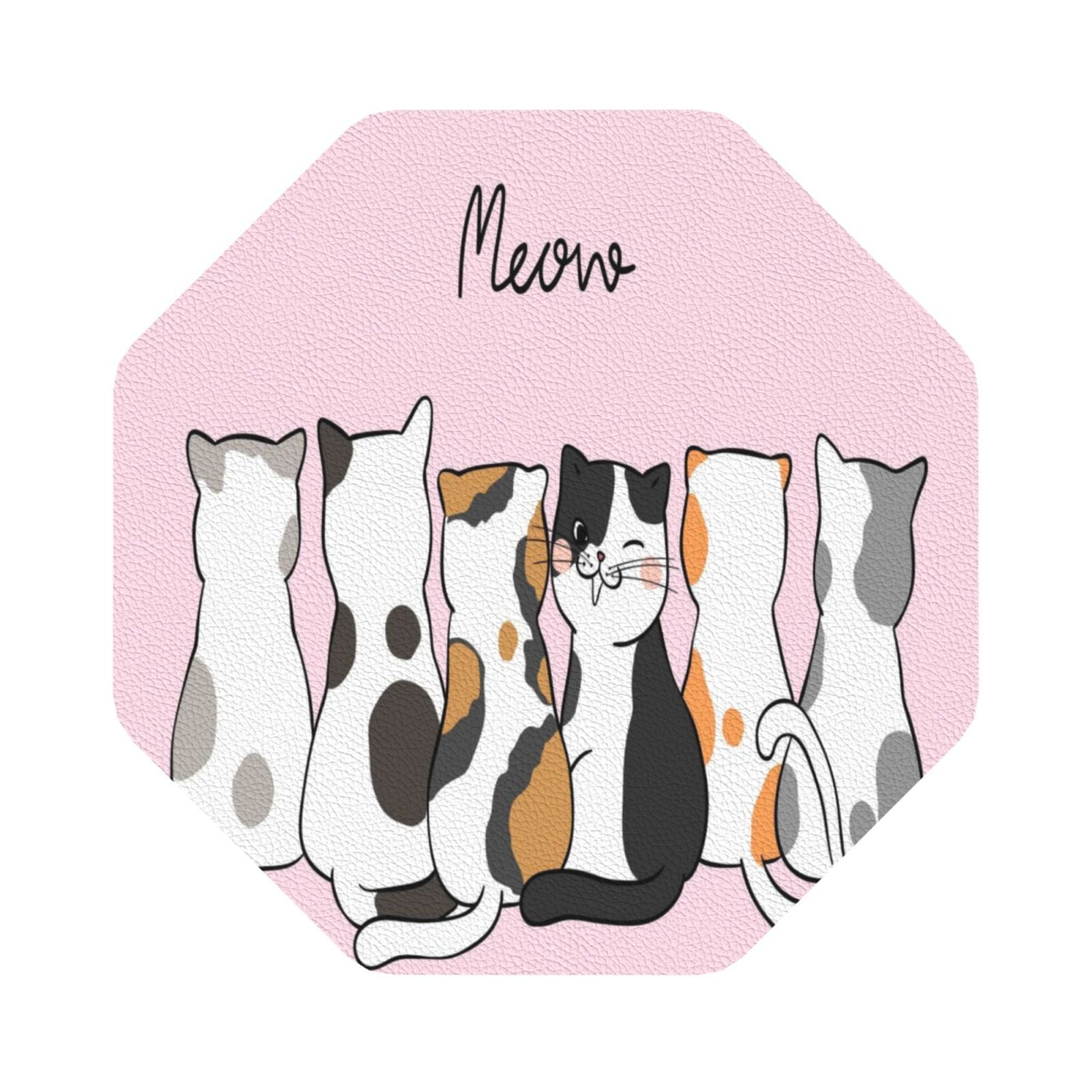 Disketp Cute Cats Funny Coasters,6 Pcs Leather Coasters With Holder ...