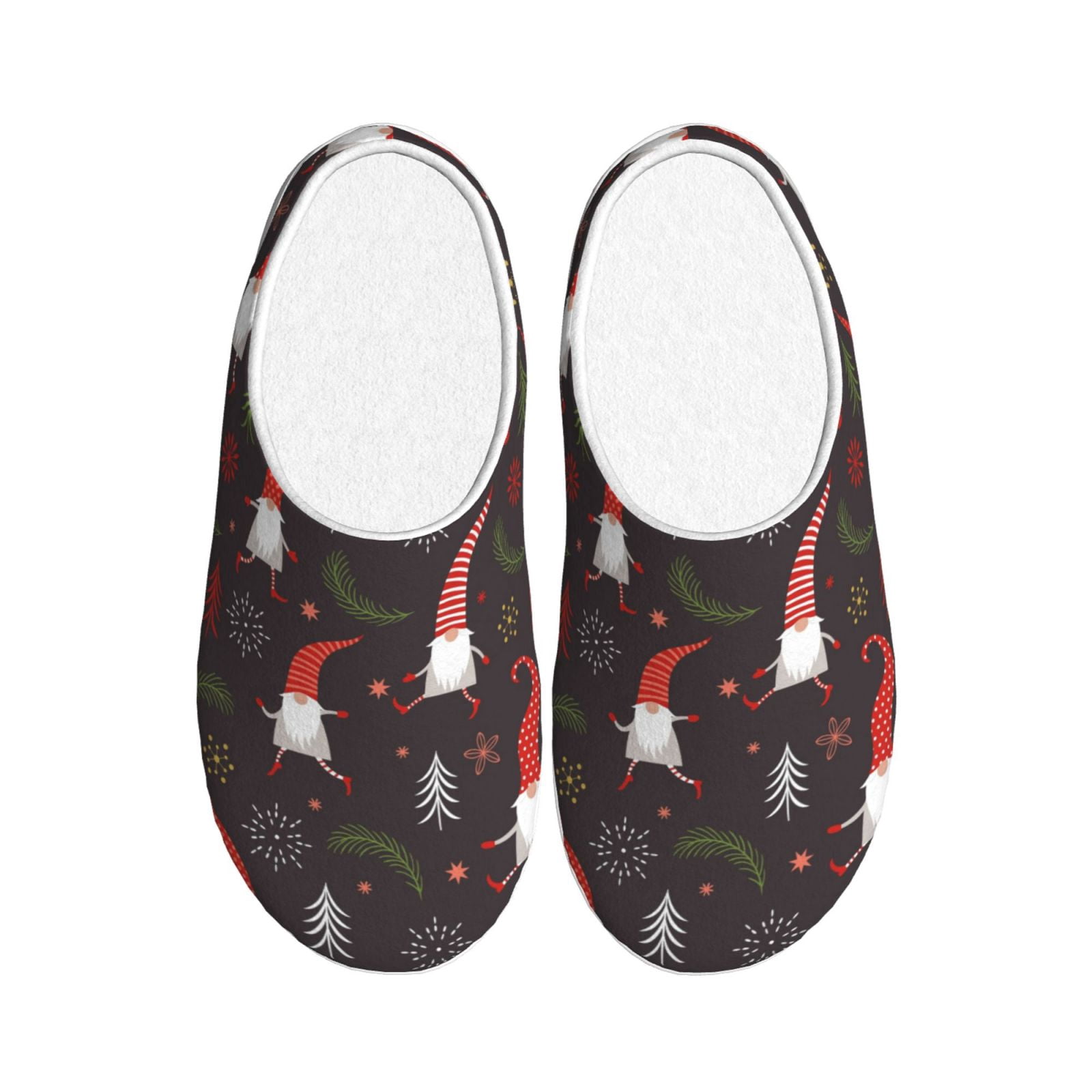 Disketp Cute Christmas Gnomes Women's Men's Slippers Plush Slip-On ...