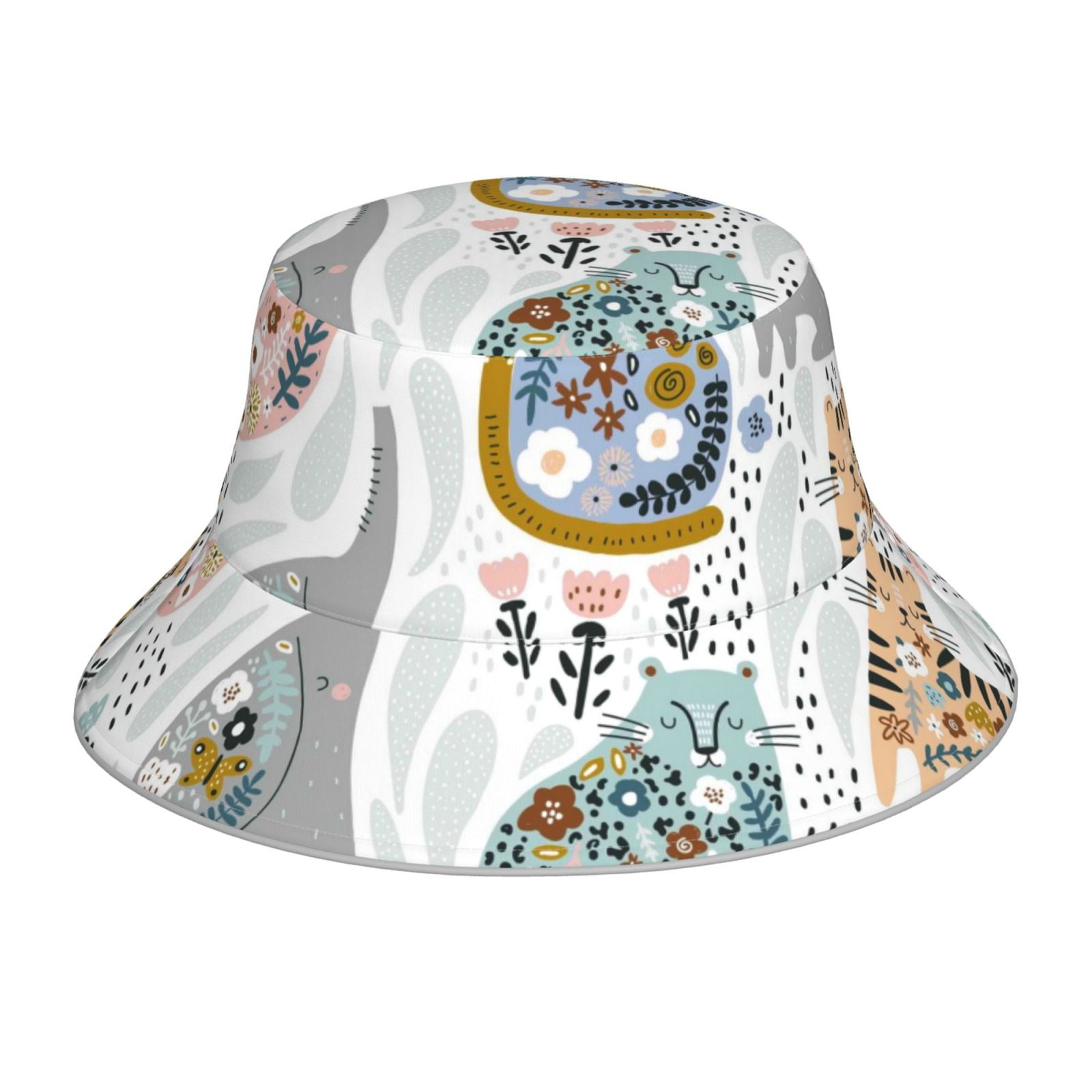 Disketp Cute Colorful Animal Print Reflective Bucket Hat Beach Hat ...