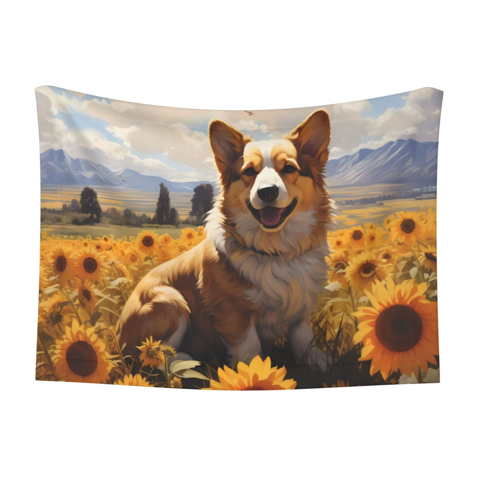 Disketp Cute Corgi Sunflower Dog Blanket/Bed Cover for Dogs and Cats ...