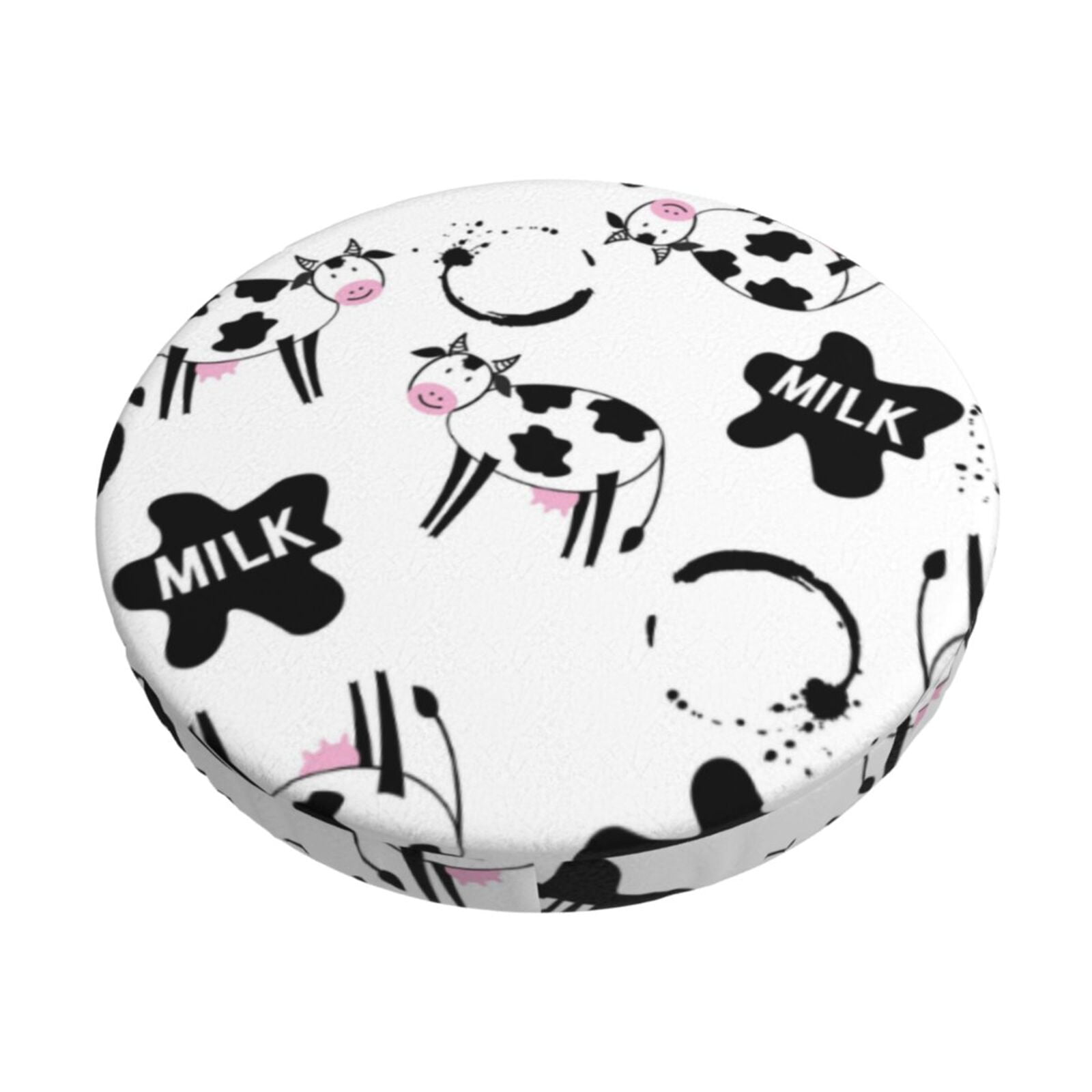 Disketp Cute Cow And Milk Stains Stool Covers Round, Super Soft Round ...