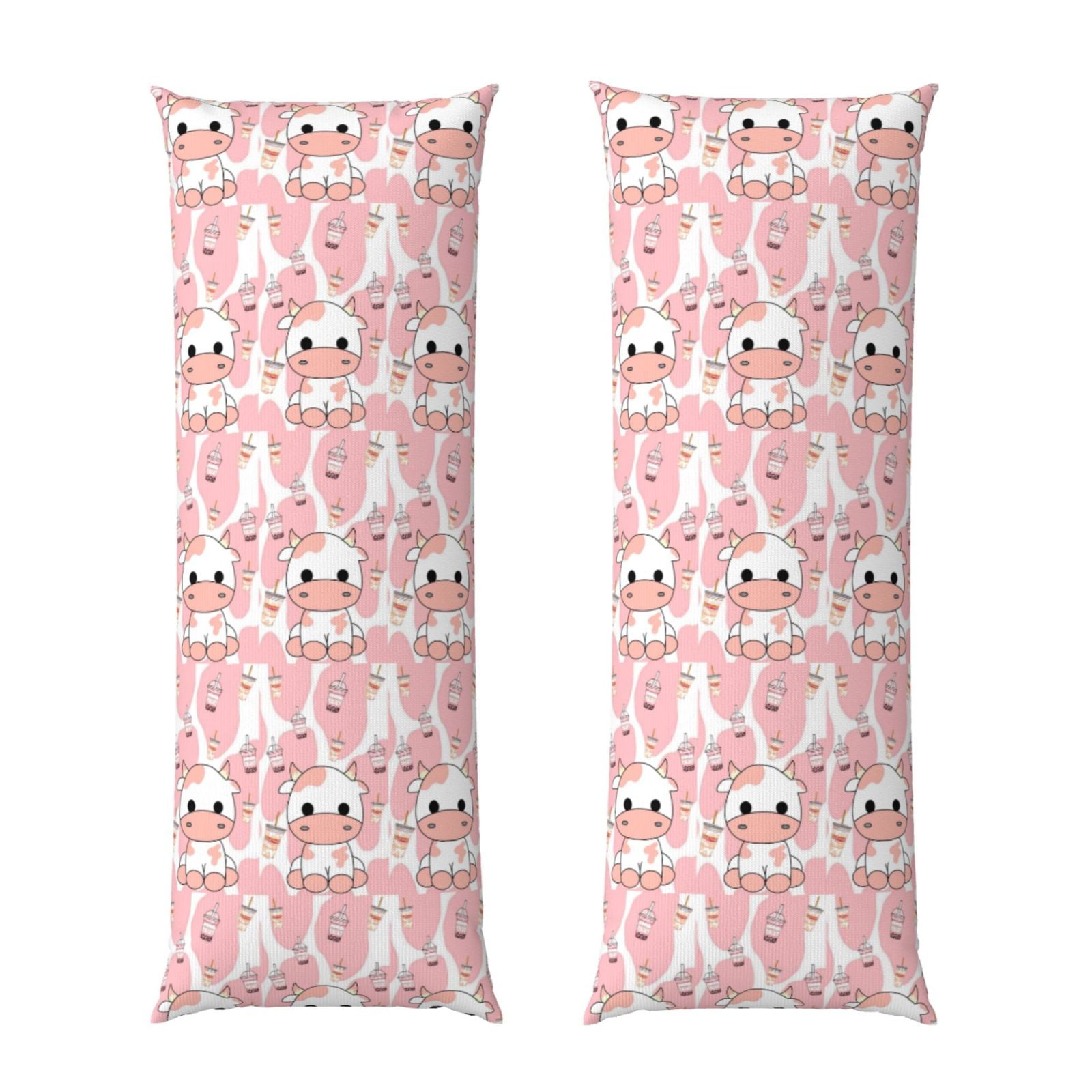 Disketp Cute Cow Pink Print Body Pillow Cover - Super Soft 20x54 Body ...