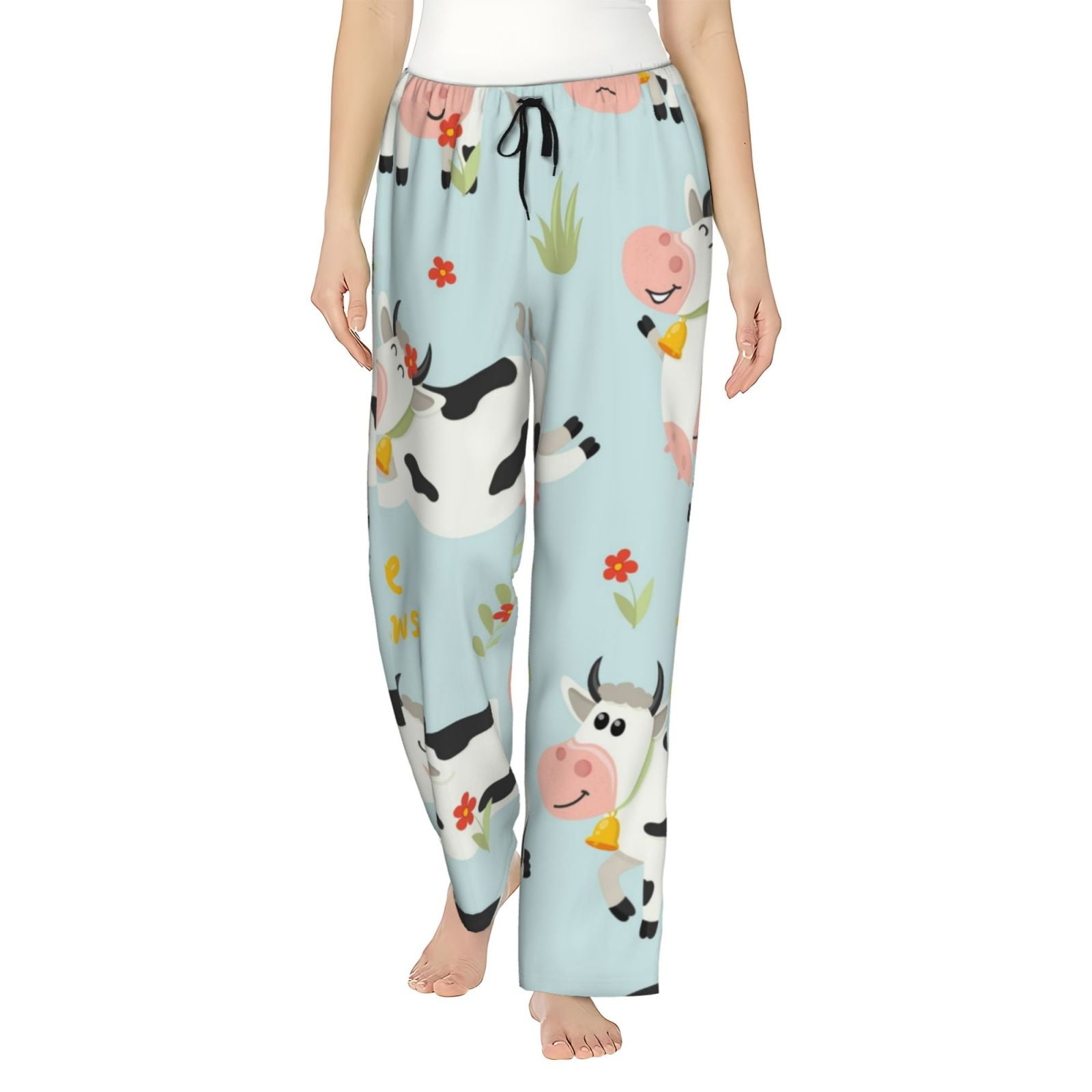 Disketp Cute Cows Print Women'S Comfy Pajama Pants Casual Drawstring ...