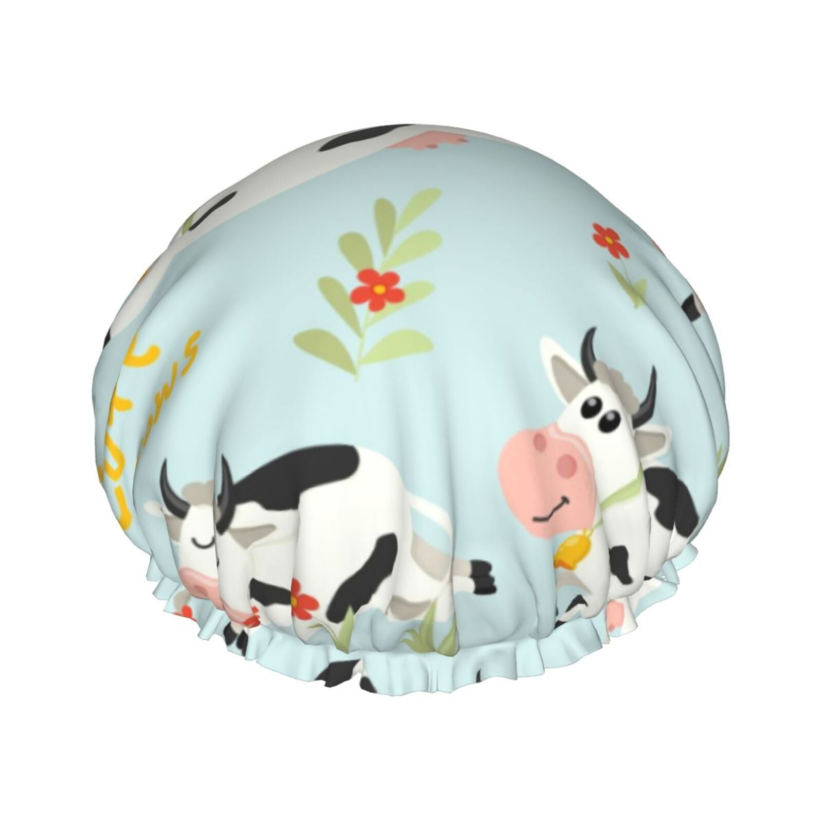 Disketp Cute Cows Shower Caps,Reusable Shower Cap For Women, Double ...