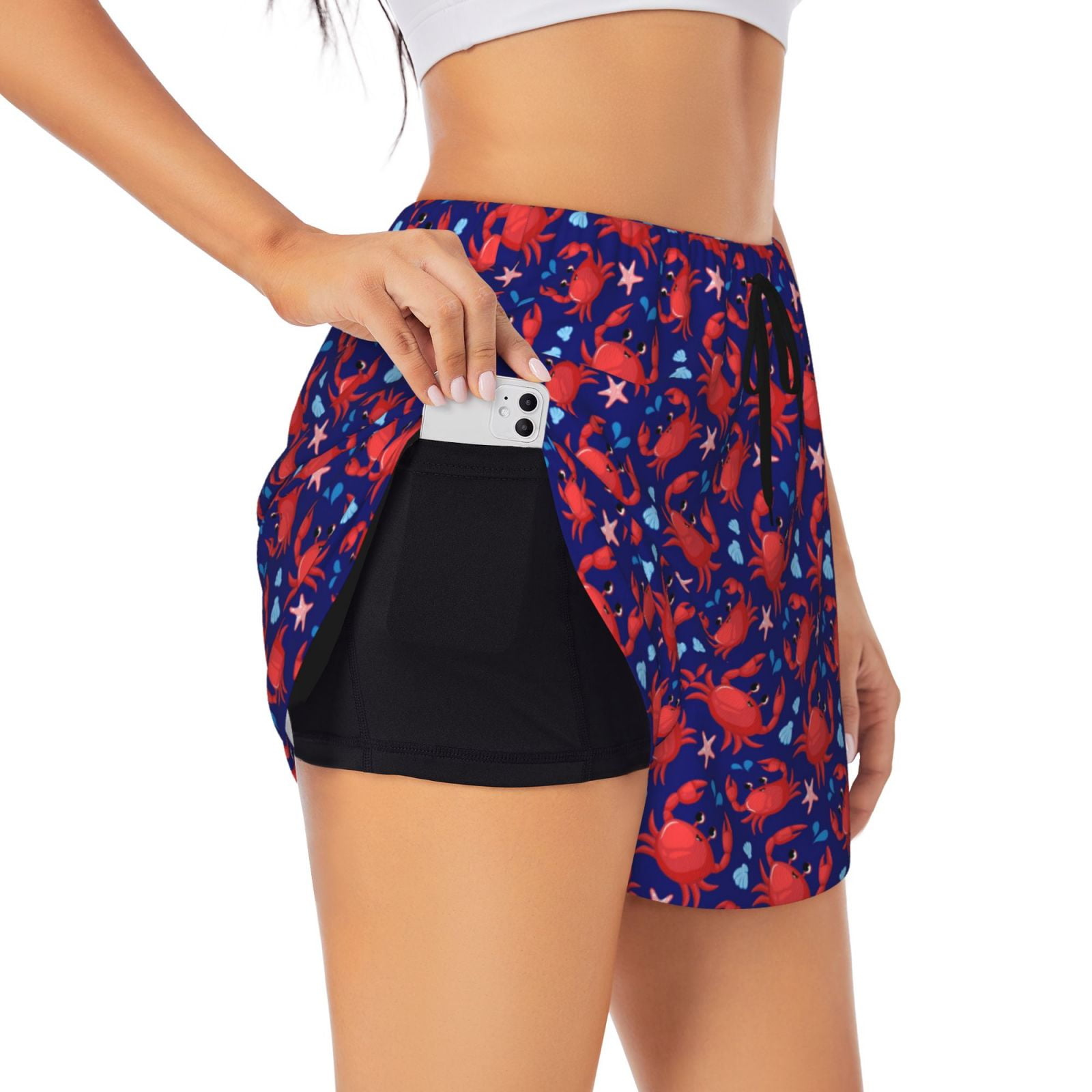 Disketp Cute Crabs Print Women's Shorts Workout Shorts for Athletic Gym ...