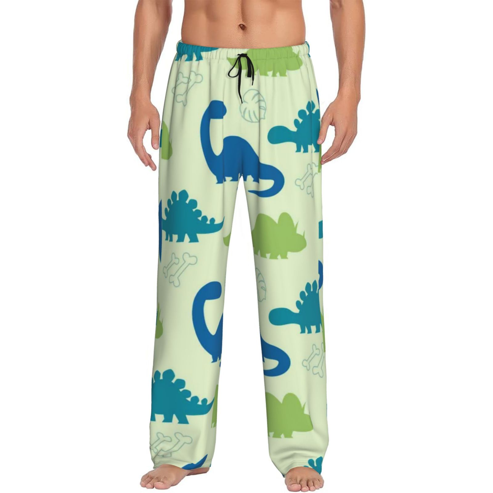 Disketp Cute Dinosaur Blue Green Men'S Pajama Pants - Ultra Soft Fleece ...