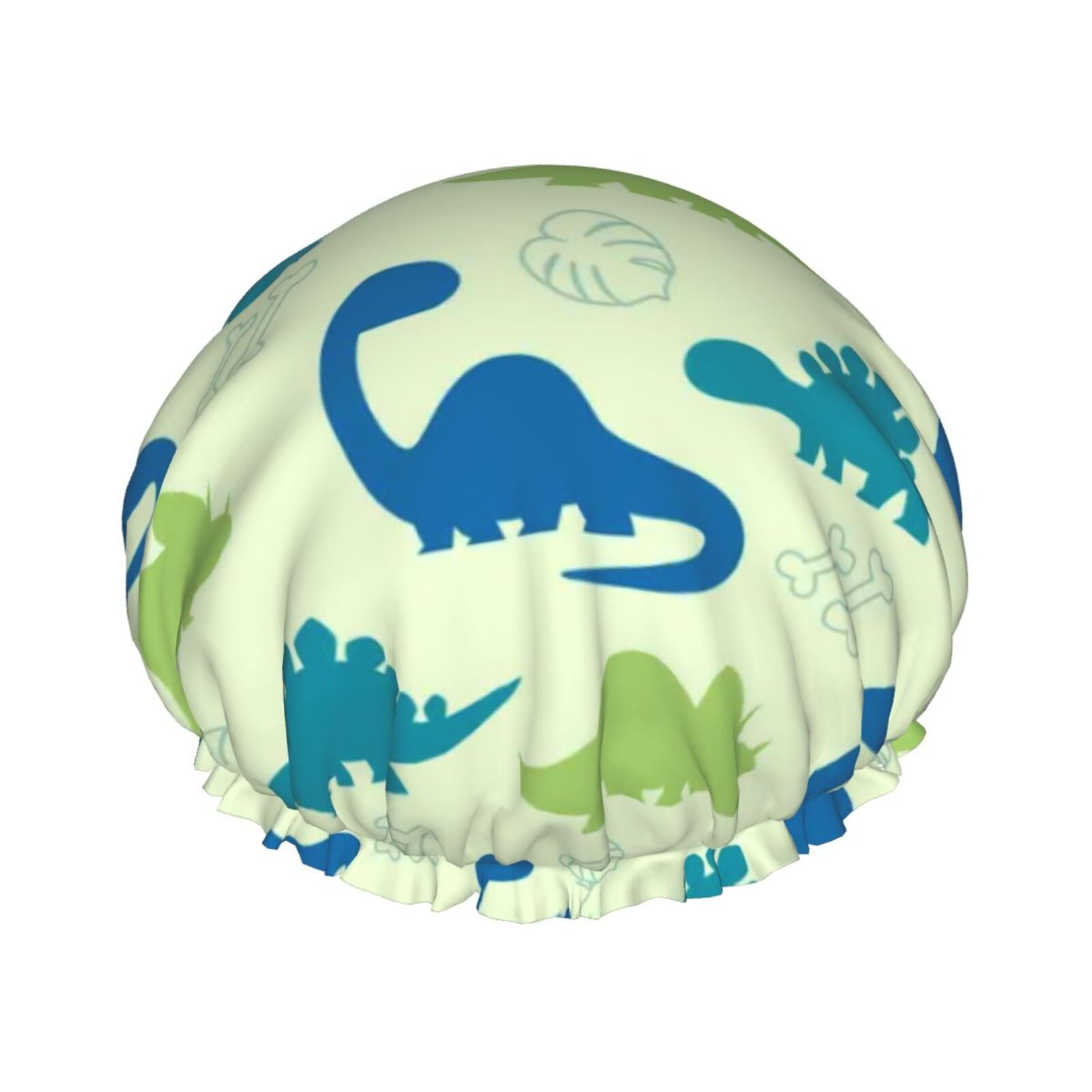 Disketp Cute Dinosaur Blue Green Shower Caps,Reusable Shower Cap For ...