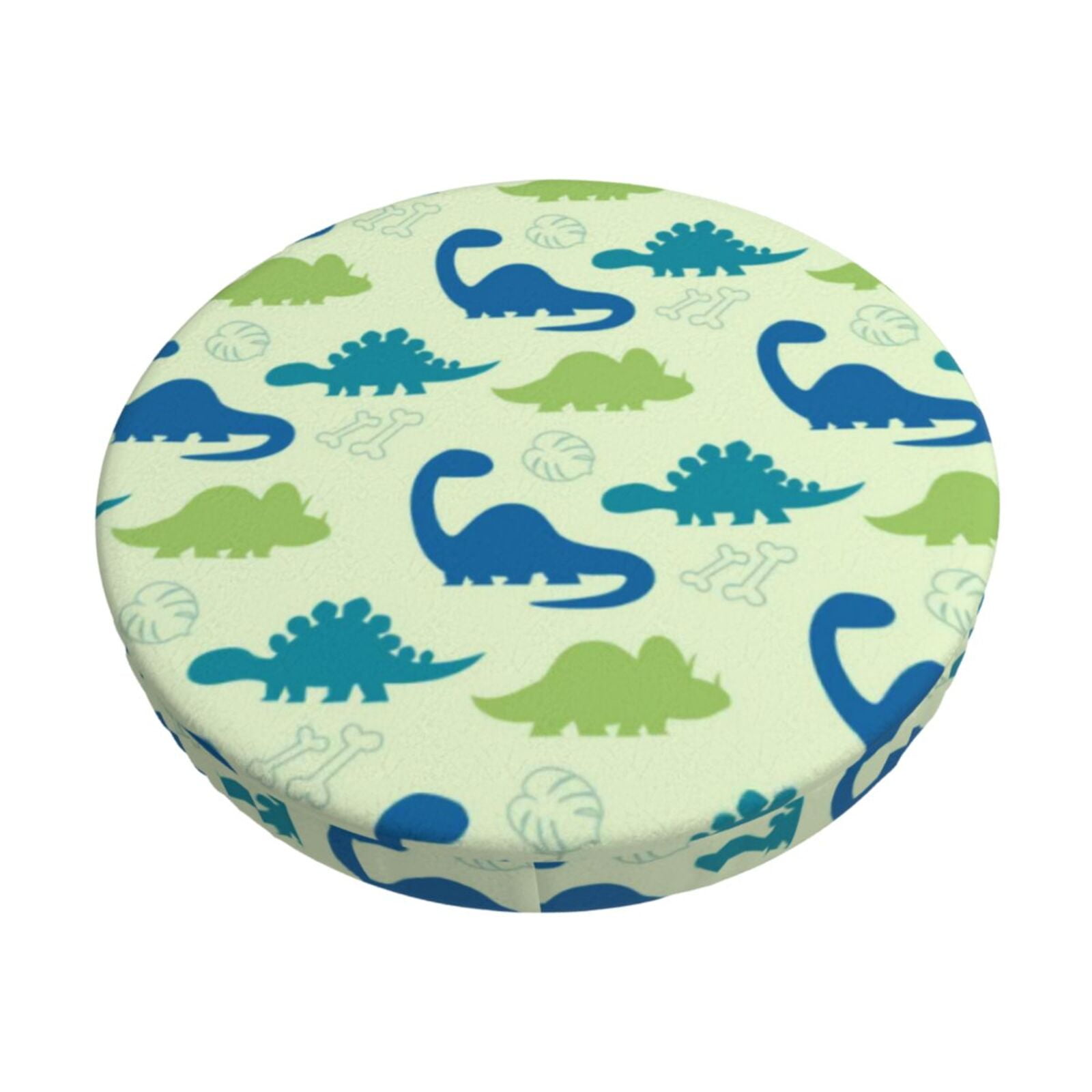 Disketp Cute Dinosaur Blue Green Stool Covers Round, Super Soft Round ...