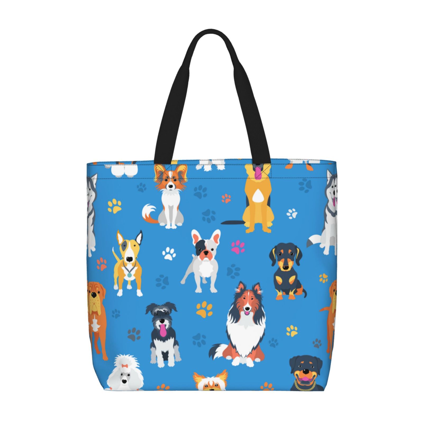 Disketp Cute Dogs Canvas Tote Bag,Women Shoulder Bag Crossbody Handbag ...