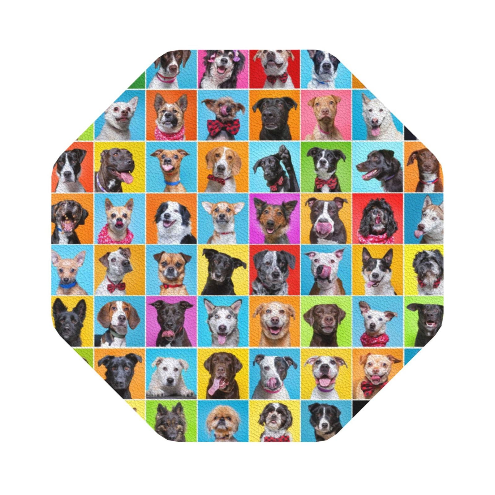 Disketp Cute Dogs Collage Funny Coasters,4 Pcs Leather Coasters With ...