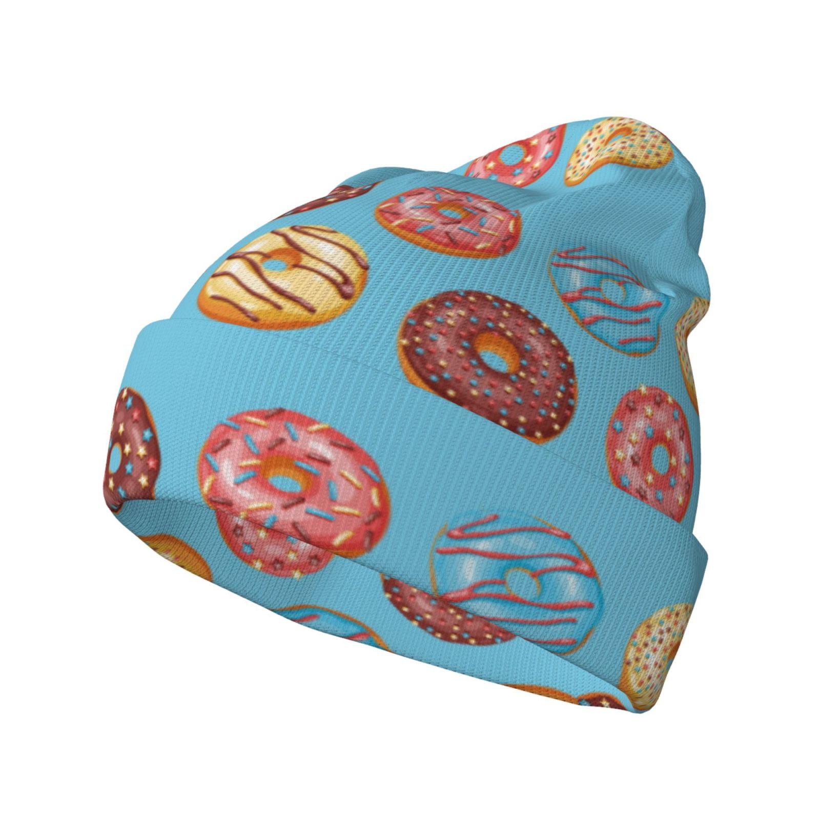 Disketp Cute Donut Winter Beanie for Men Women Beanie Knit Hat Cuffed ...