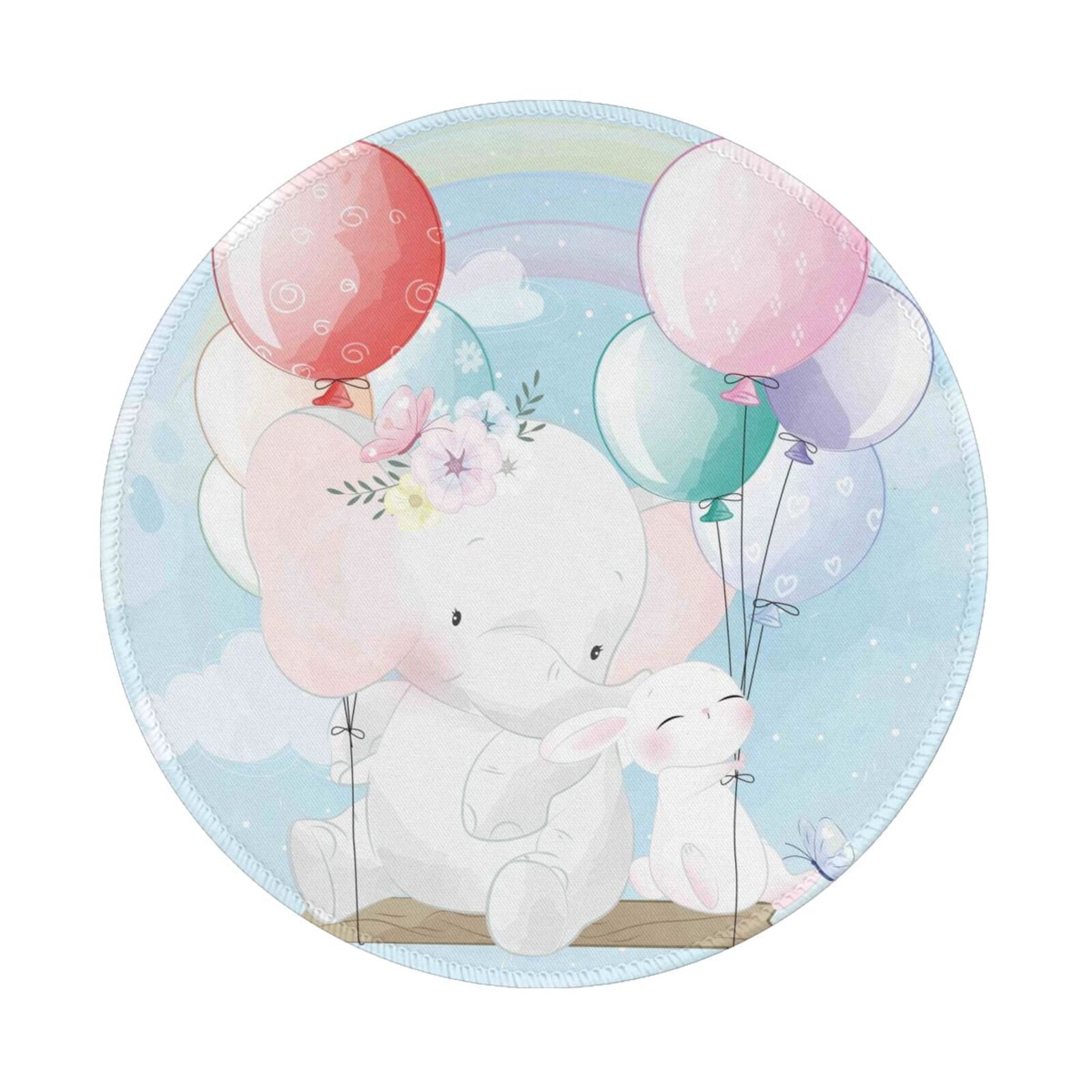 Disketp Cute Elephant Bunny Flying With Balloon Small Mouse Pad 7.9x7.9 ...