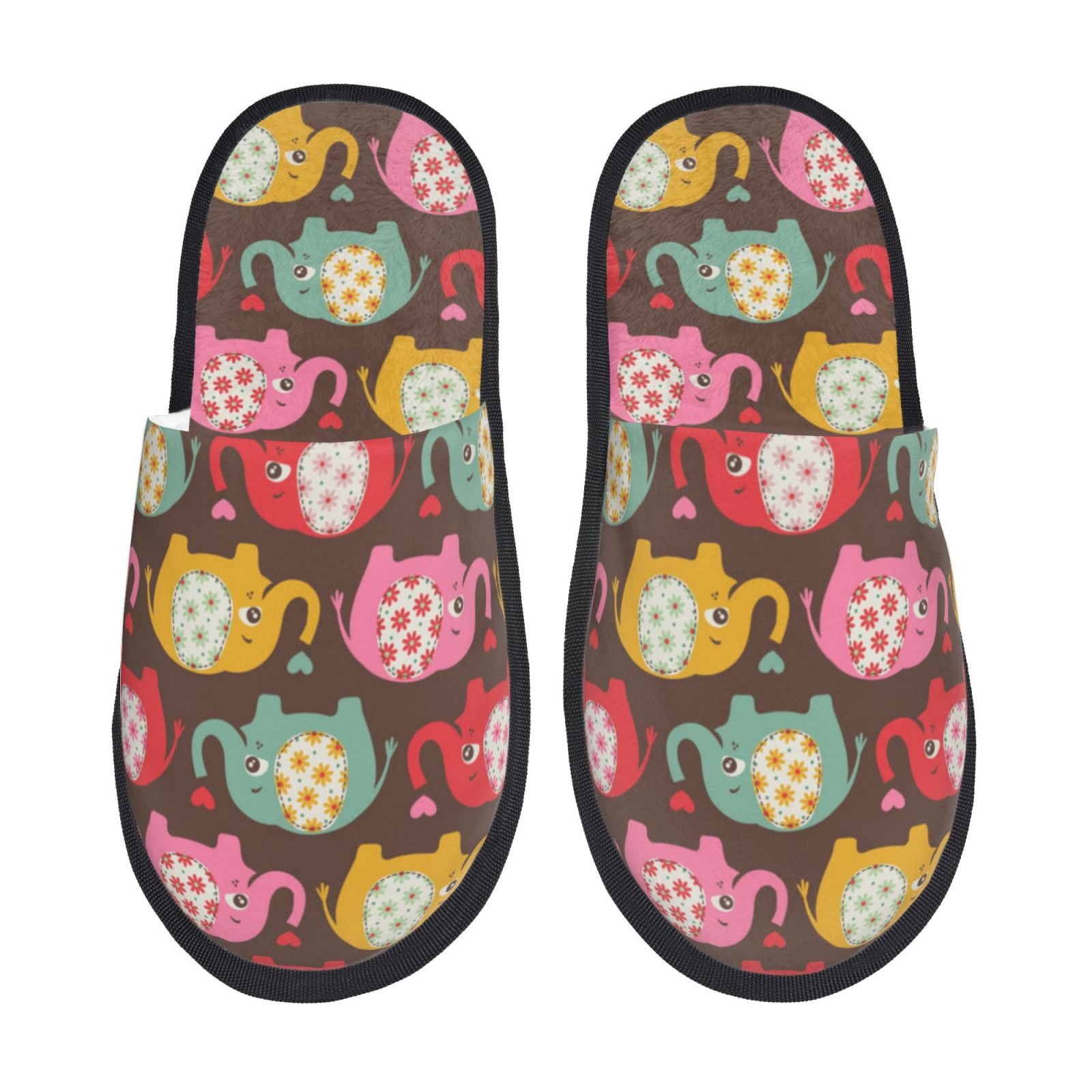 Disketp Cute Elephants Fuzzy House Memory Foam Slippers, Furry Fur ...